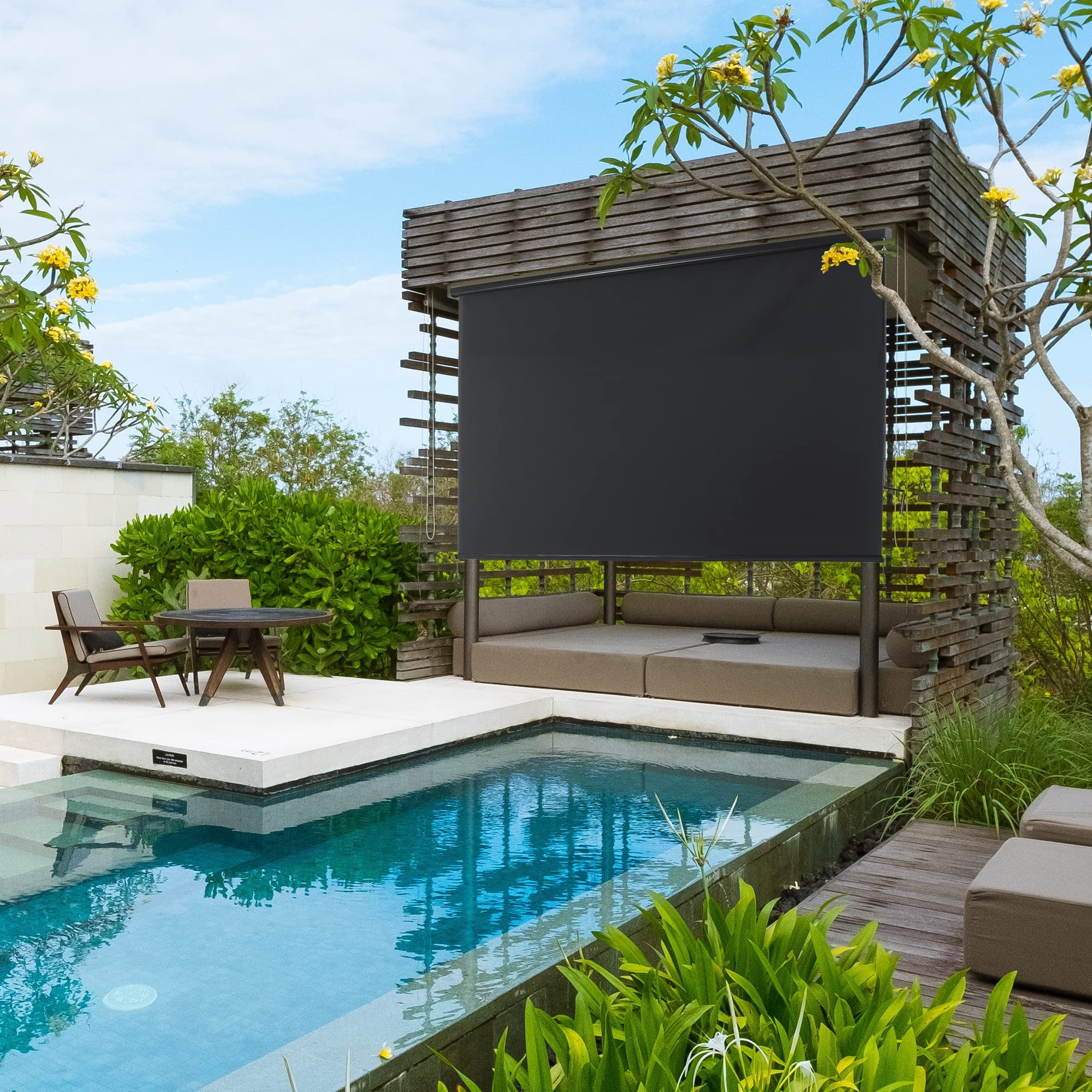 Sunvivi Outdoor Roller Shade Cordless Patio Roller Blinds Shades with ...