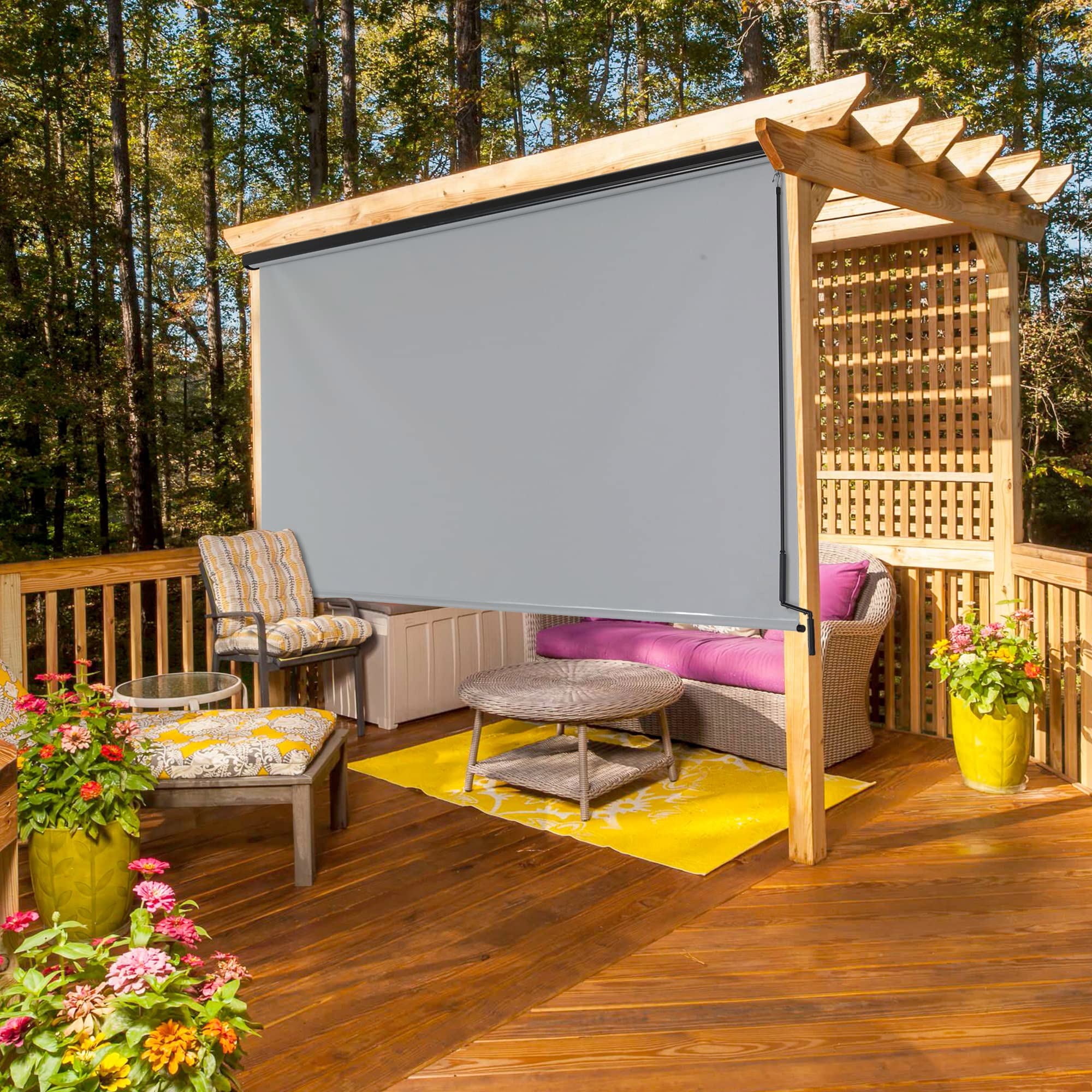 Sunvivi Outdoor Roller Shade Cordless Patio Roller Blinds Shades with ...