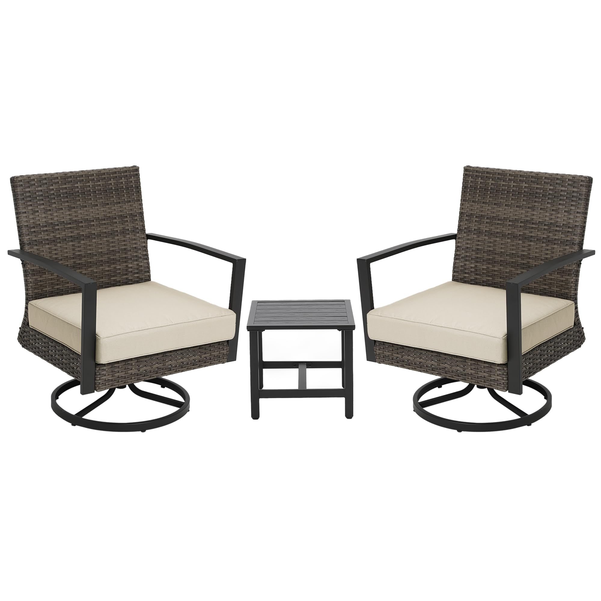 Sunvivi Patio Swivel Dining Chairs with 360-Degree Rotating, All ...