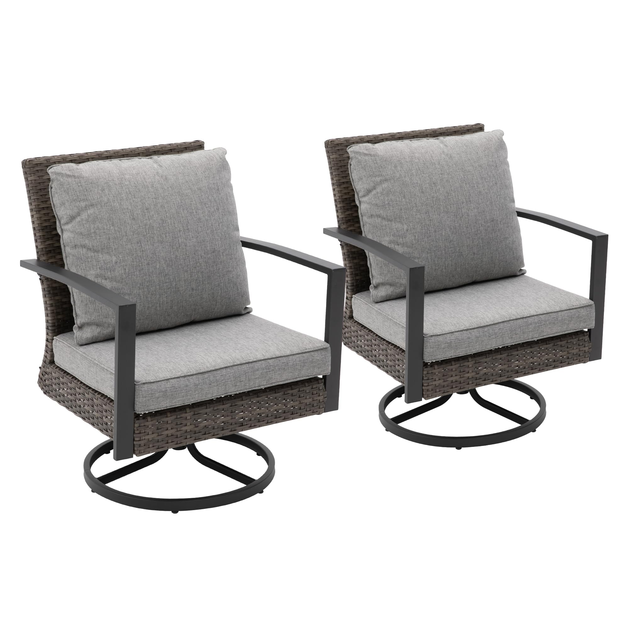 Sunvivi Patio Swivel Dining Chairs with 360-Degree Rotating, All ...