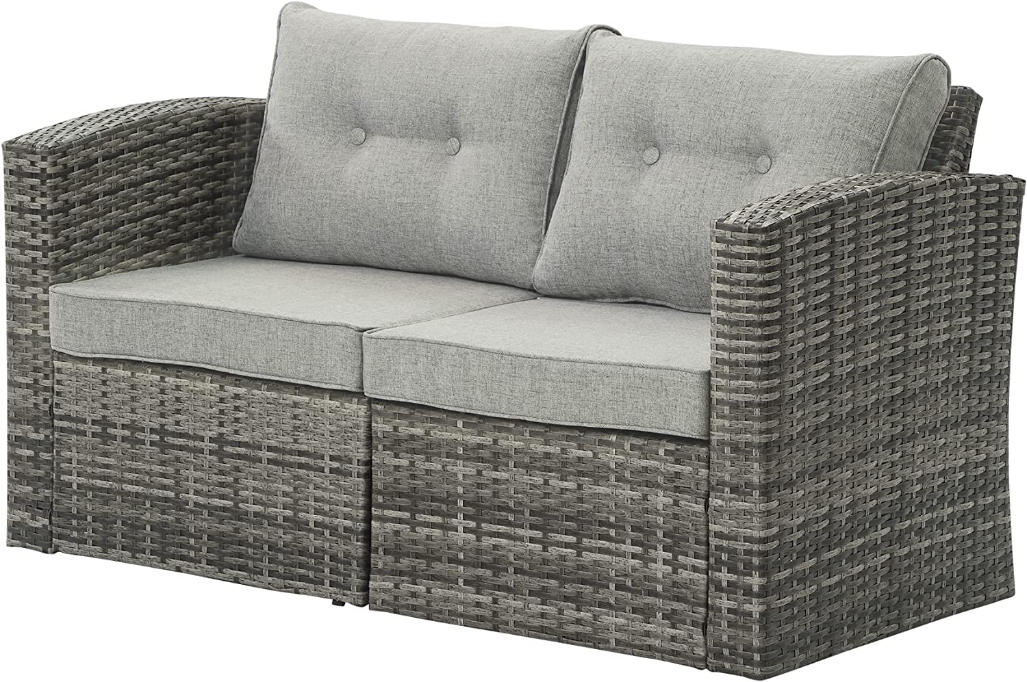 Sunvivi Outdoor Comfortable 2-Seater Wicker Loveseat, Weather-Resistant ...