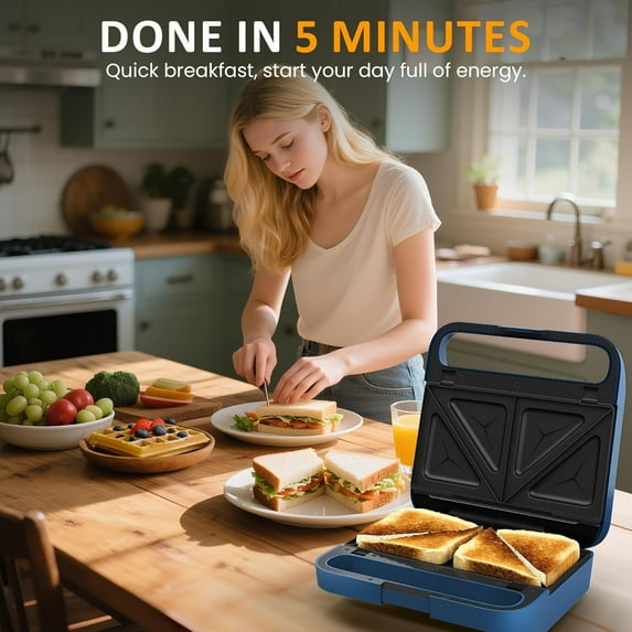 Sunvivi Pro Sandwich Maker Press Grill, 3 in 1 Electric Waffle Maker ...
