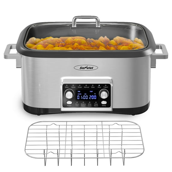 Sunvivi Programmable 8 Quart Slow Cooker, 12 in 1 Multi-Cooker Food ...