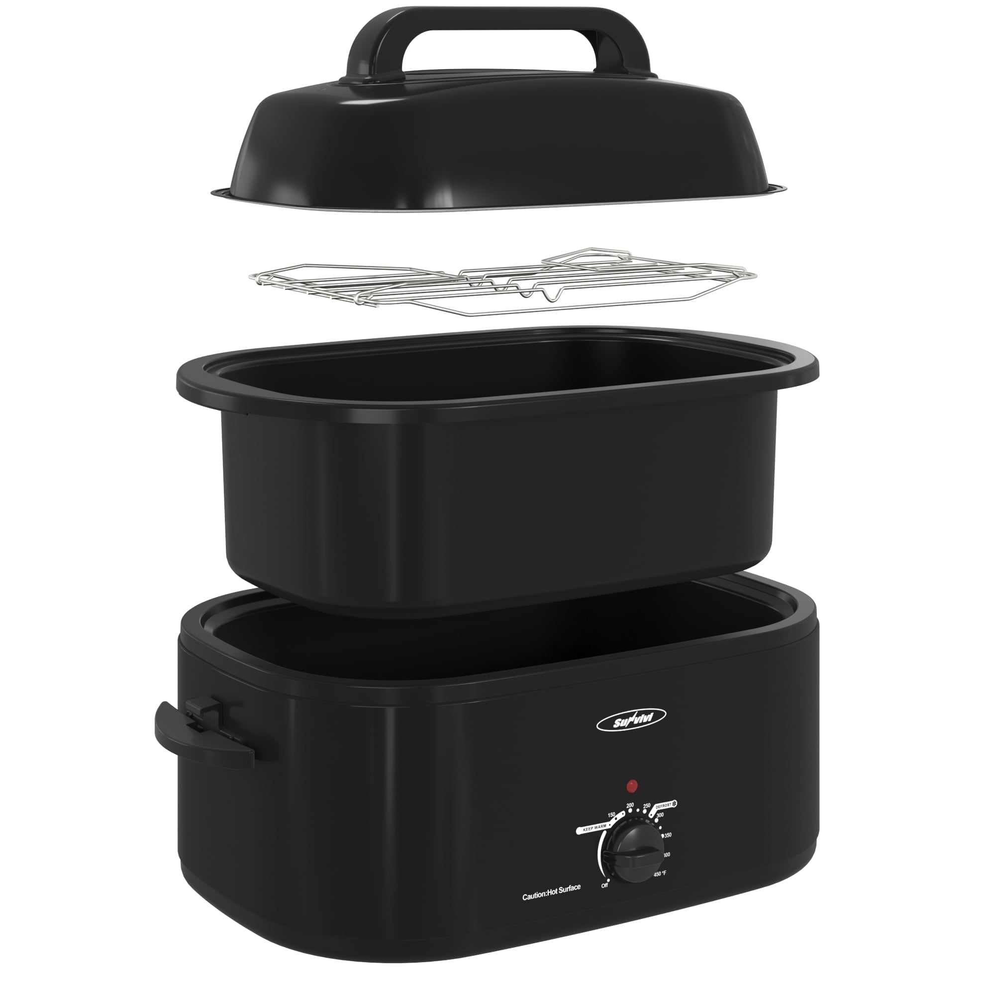 Sunvivi Roaster Oven with Self-Basting Lid, 24qt Electric Roaster with ...