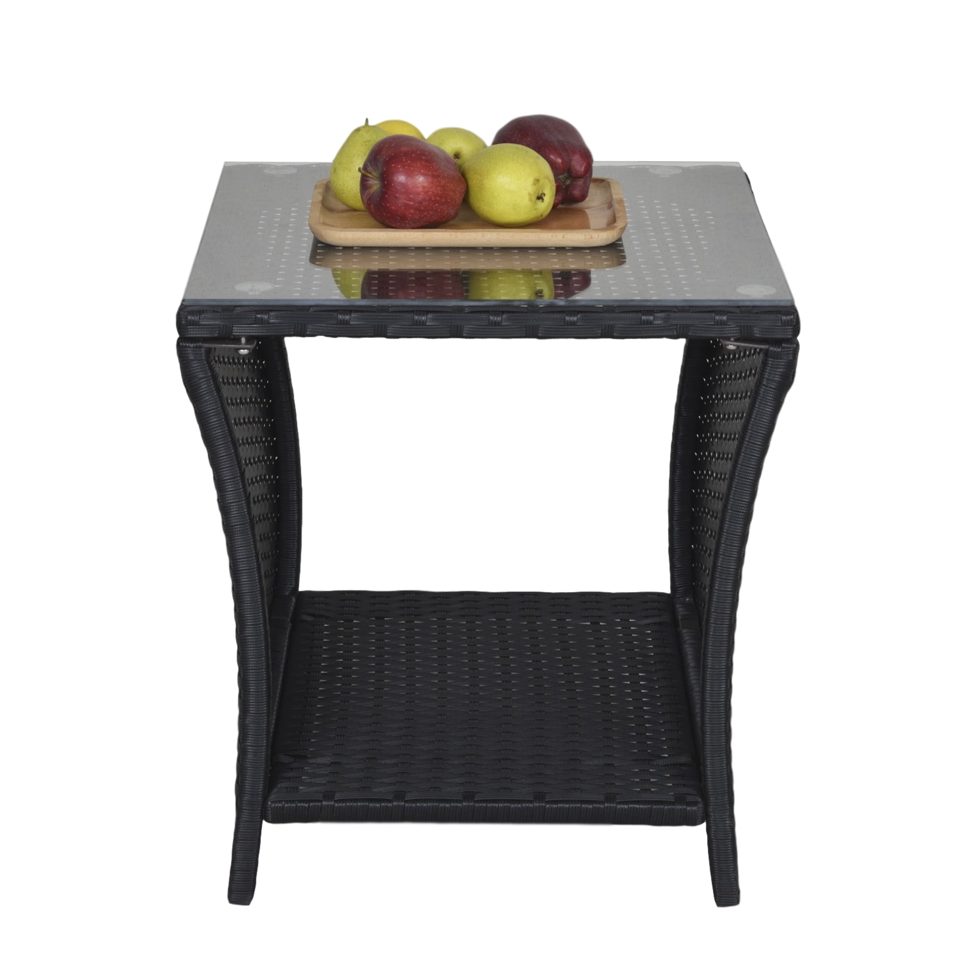 Sunvivi Wicker Patio Table with Glass Table Top, Create the Patio of ...