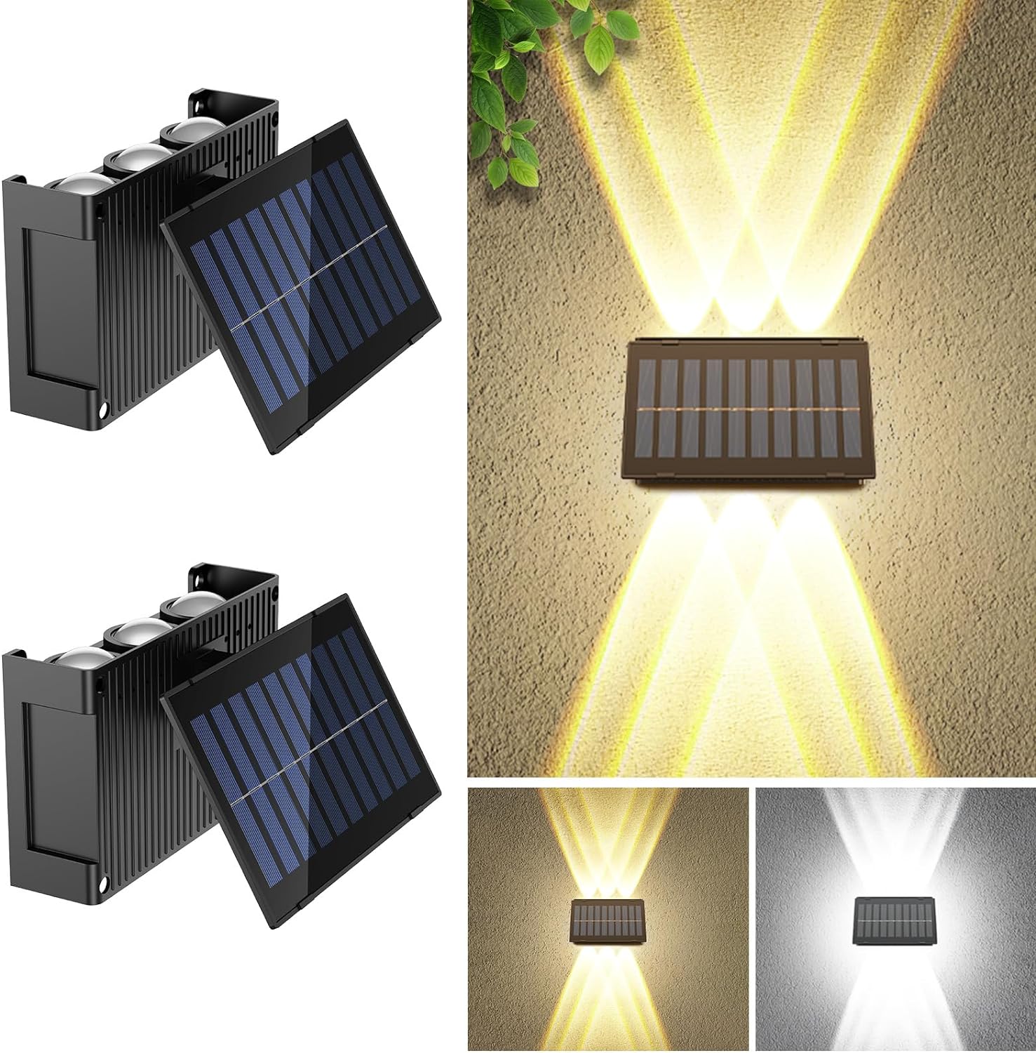 Sunvivo Solar Wall Lights Outdoor,Cordless,Waterproof IP65,Adjustable ...