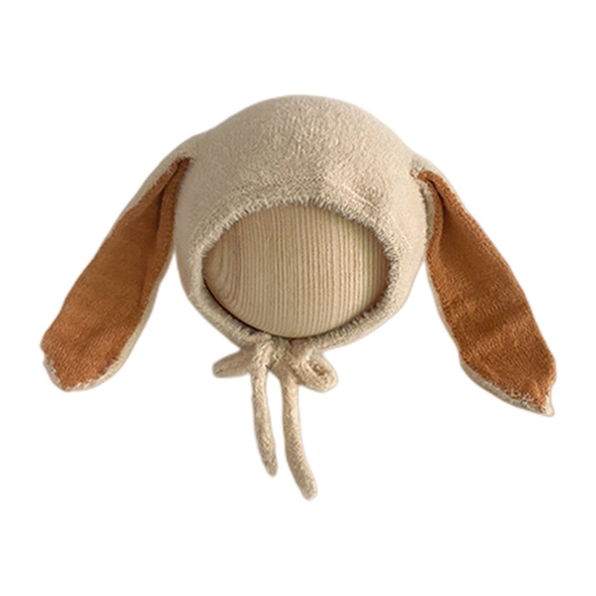 Sunwanar Baby Bonnet Hat Fuzzy Bunny Ears Infant Beanie Cap with Chin ...