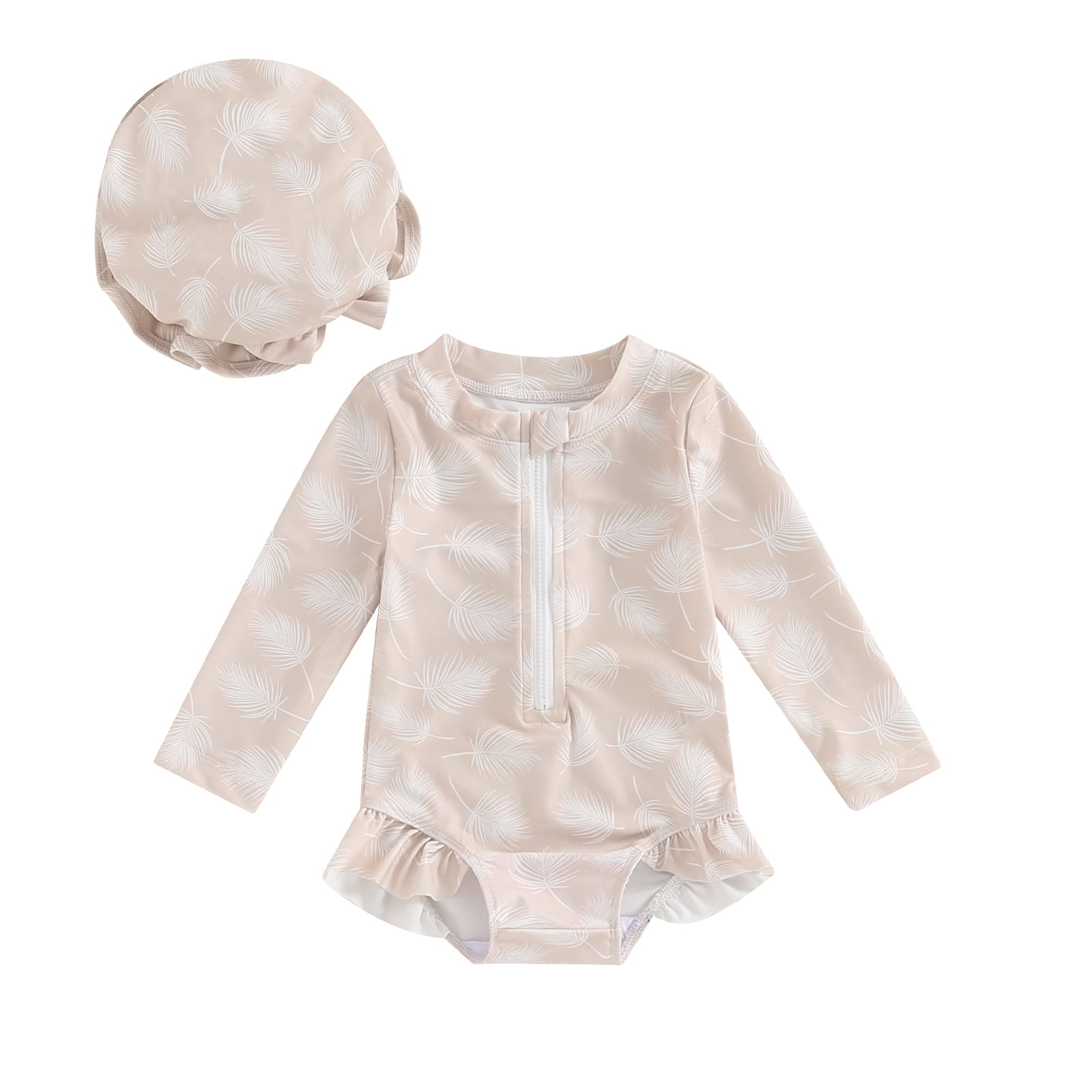 Sunwanar Baby Girl Rash Guard Swimsuit One Piece Long Sleeve Swimwear ...