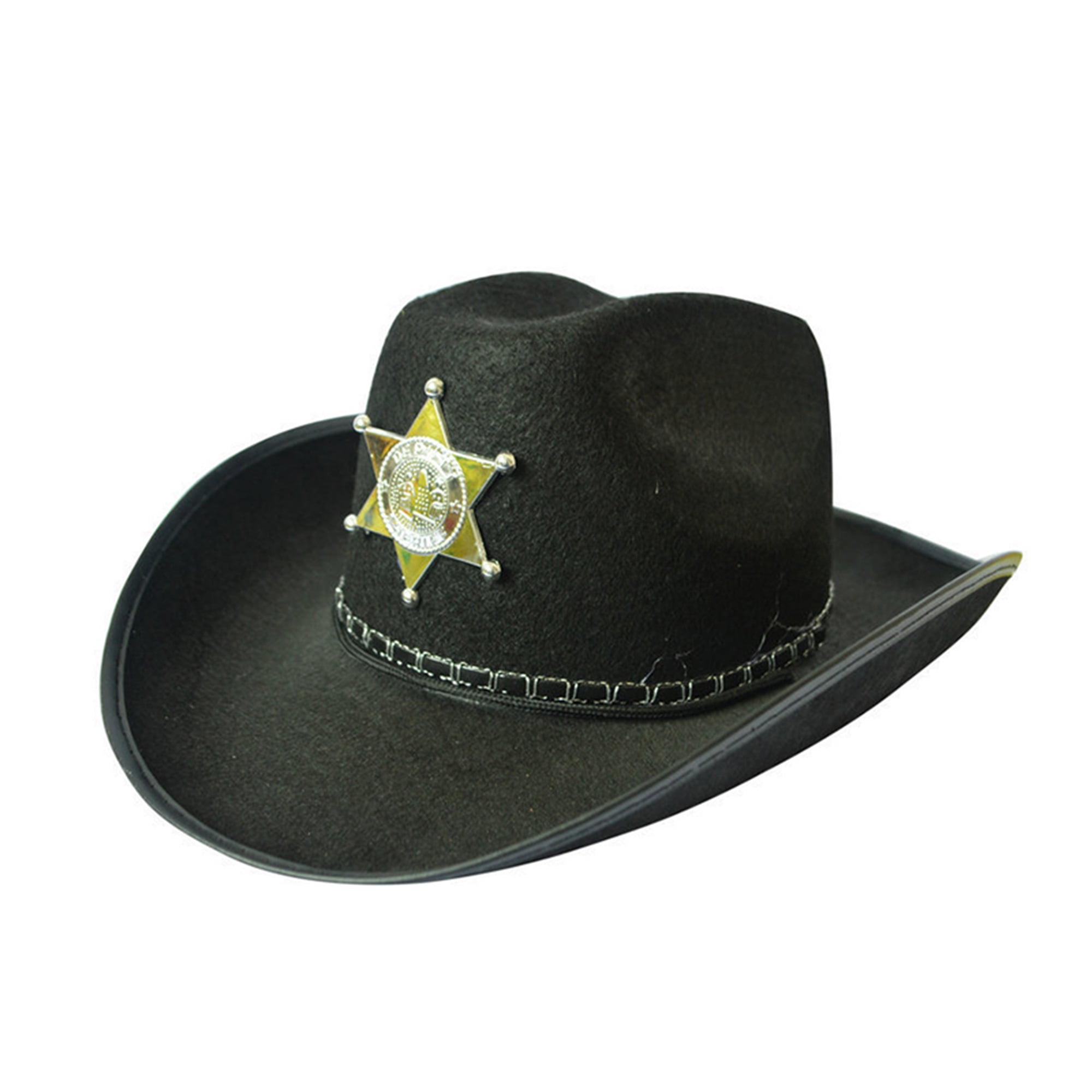Sunwanar Halloween Brown Sheriff Cowboy Hat Roll Edge Design Pentagram ...