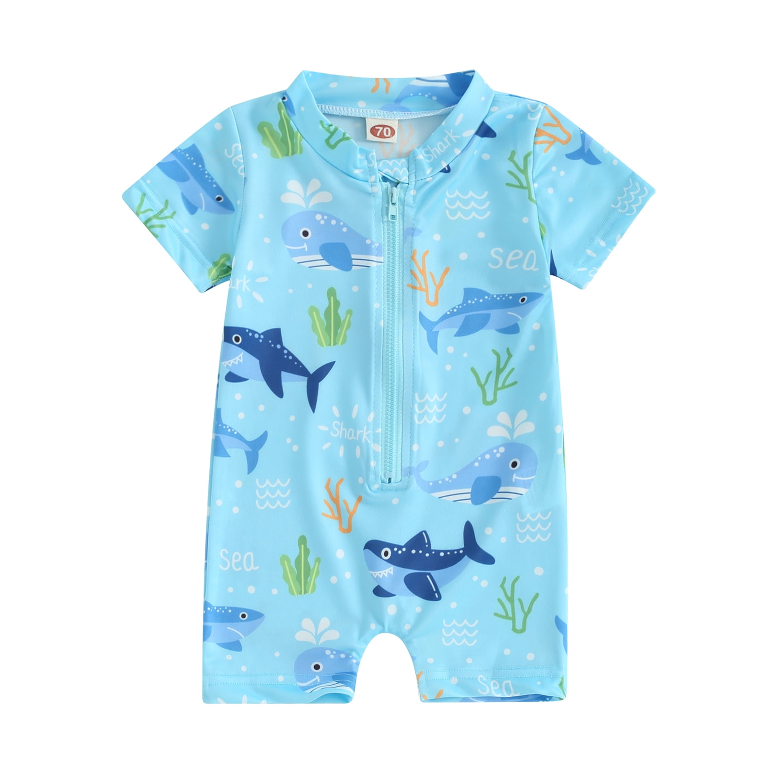 Sunwanar Toddler Baby Boy One Piece Swimsuit Short Sleeve Zipper ...