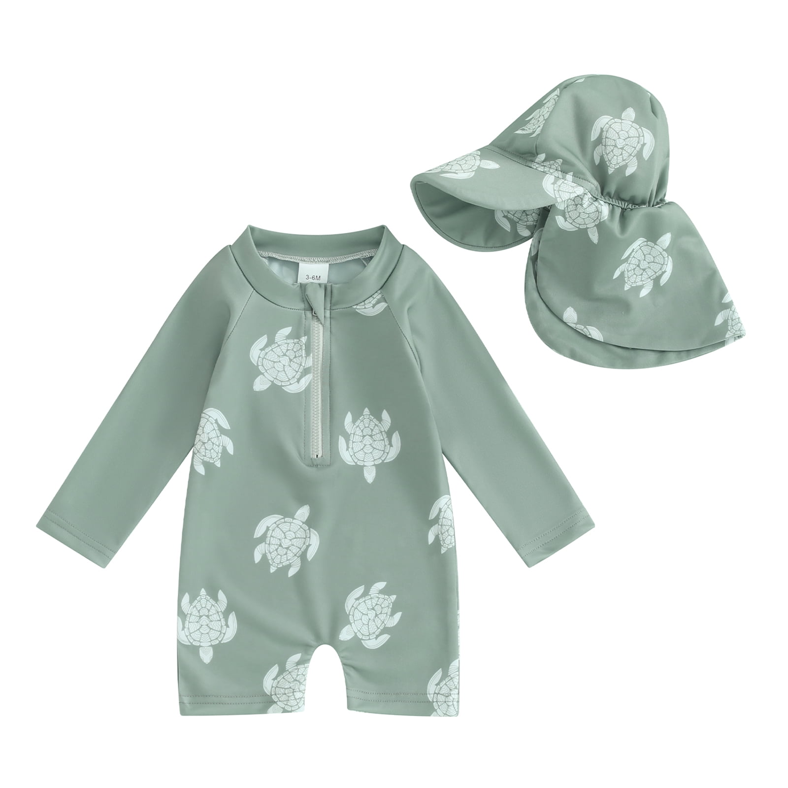 Sunwanar Toddler Boys Rash Guard Swimsuit Rompers Long Sleeve Turtle ...