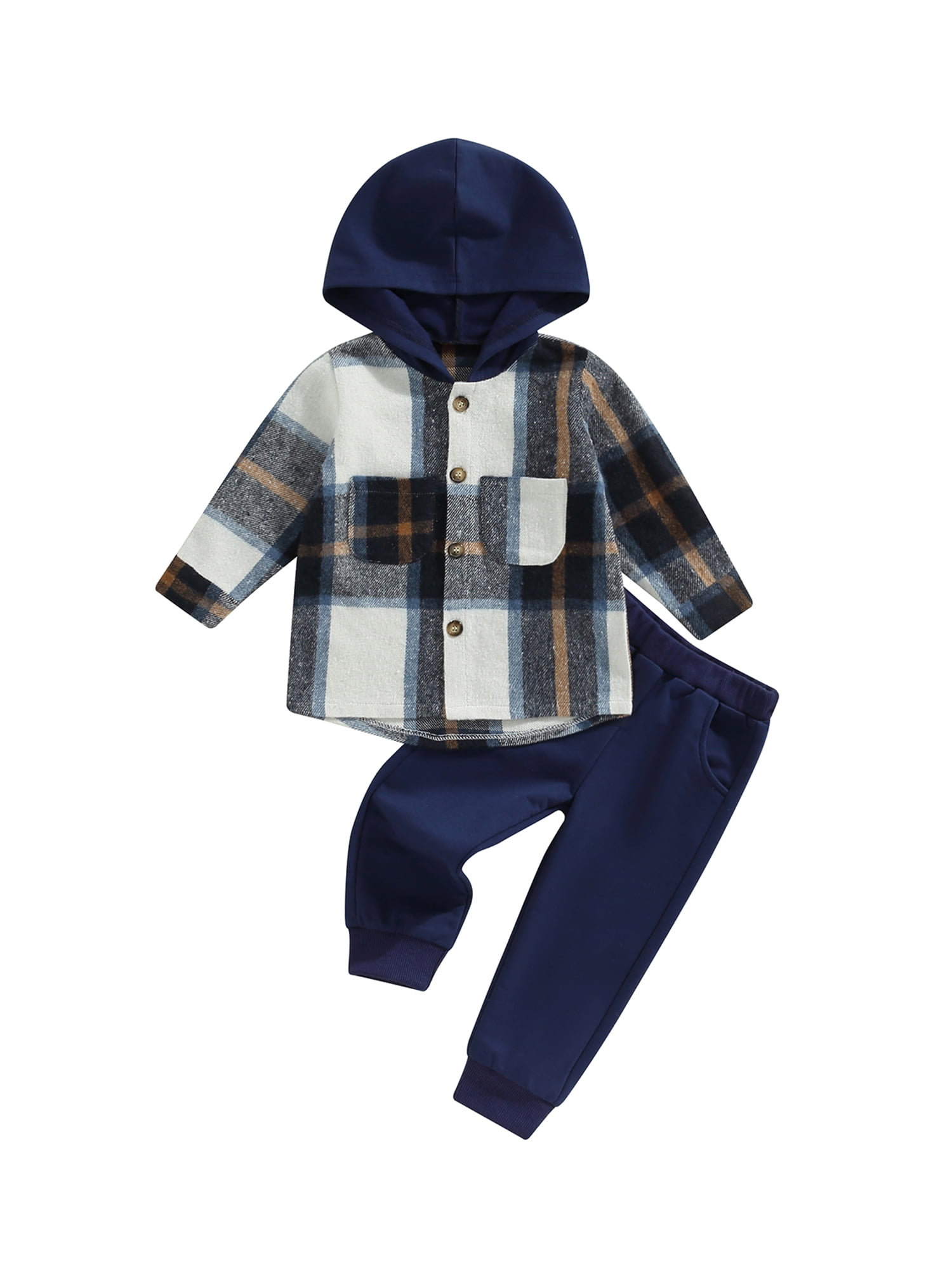 Sunwanar Toddler Kid Boy Autumn Clothes Set, Plaid Print Long Sleeve ...