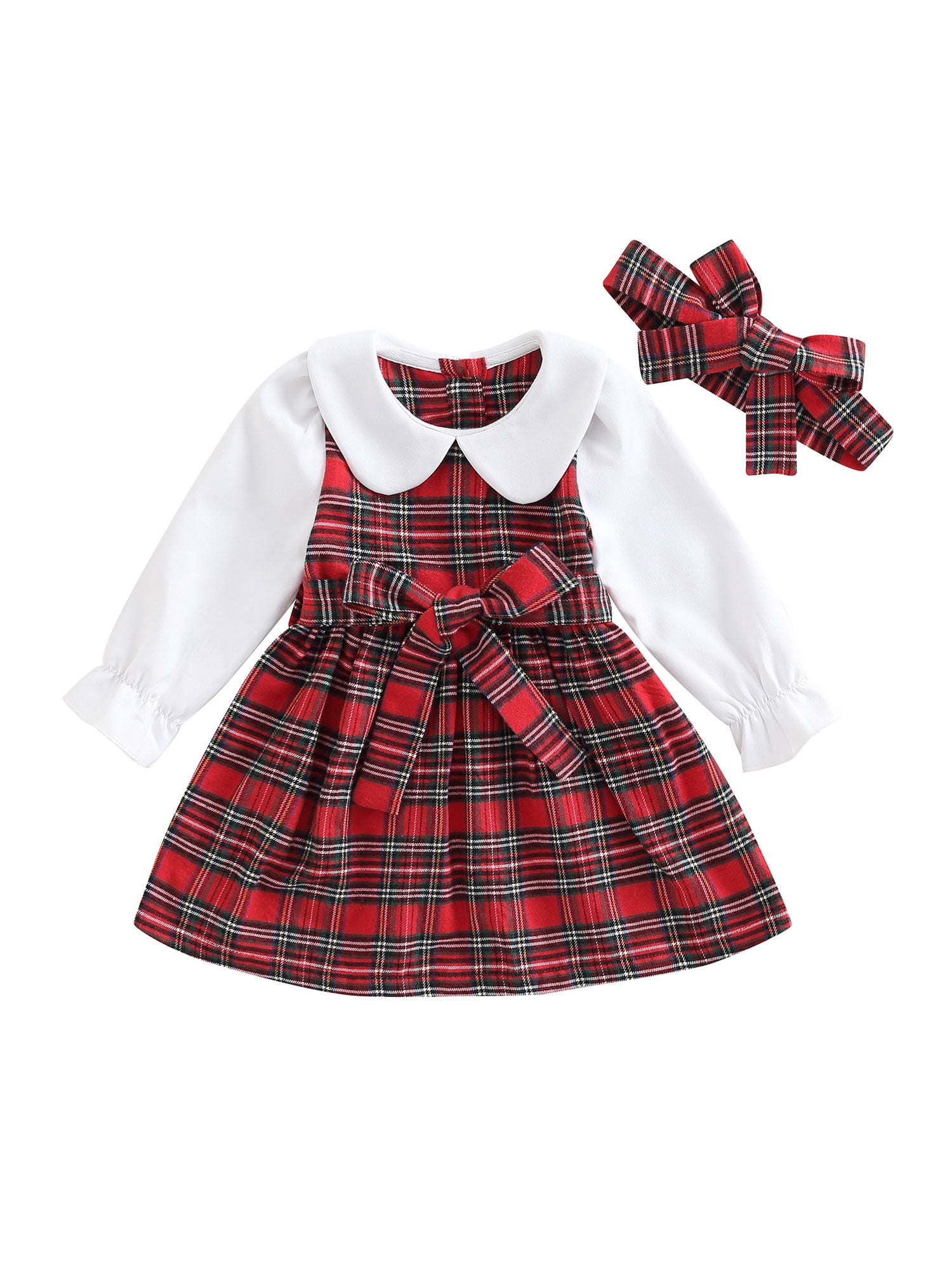 Sunwanar Toddler Kid Girls Dress Doll Collar Long Sleeve Patchwork ...