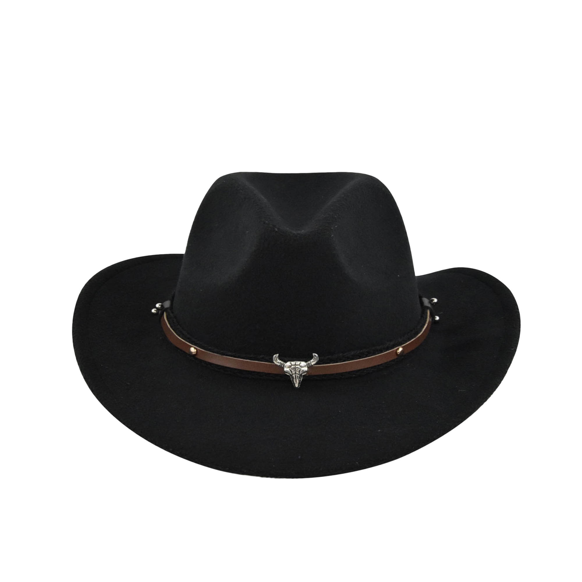Sunwanar Western Cowboy Hat Retro Vintage Jazz Hat Wide Brim Adult Bull ...