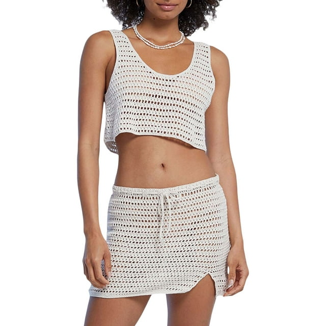 Sunwanar Women’s Beach Cover Up Set, Summer Crochet Hollow Out Tank ...
