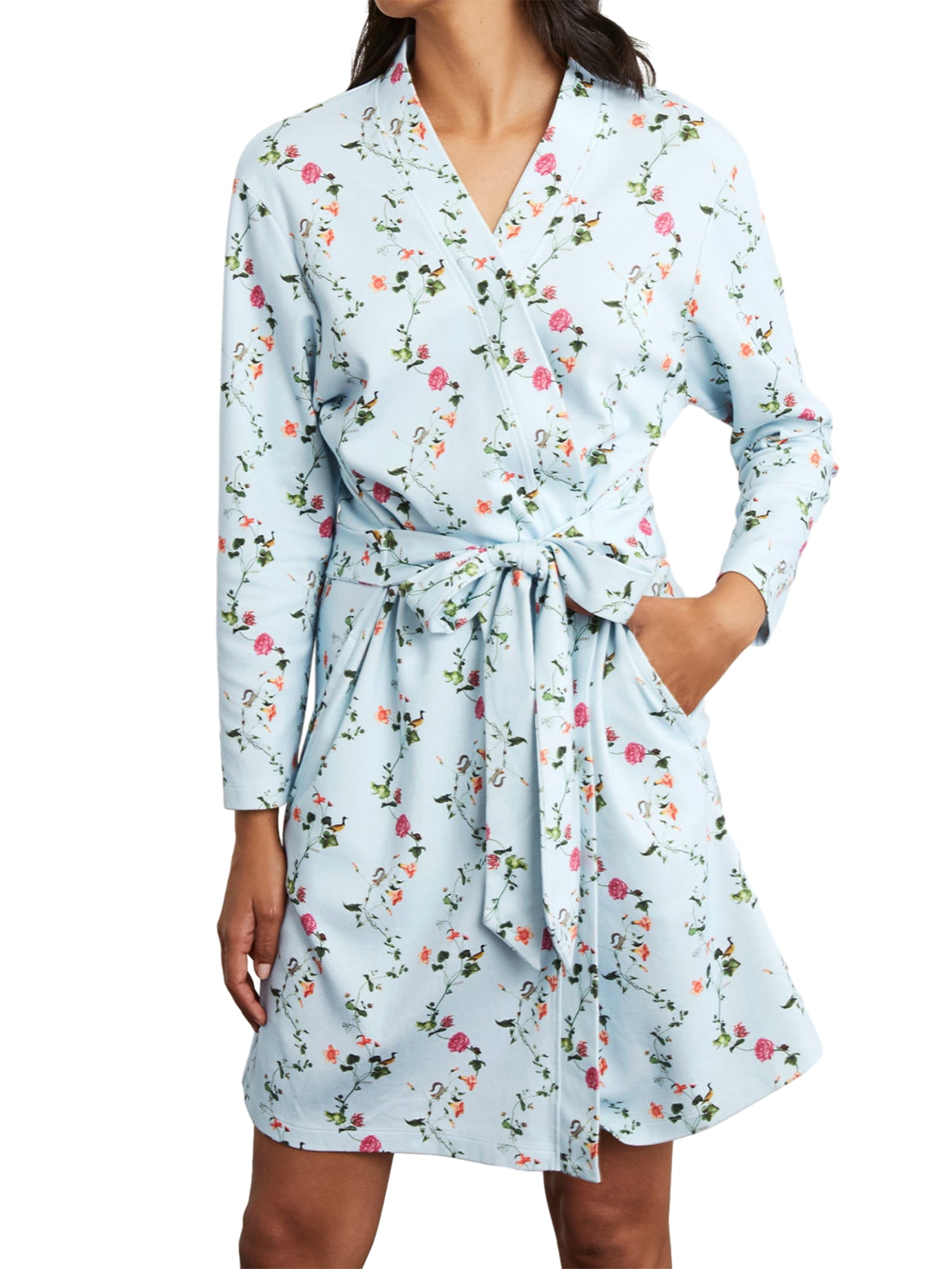 Sunwanar Women's Floral Kimono Robe Casual Long Sleeve V Neck Short ...