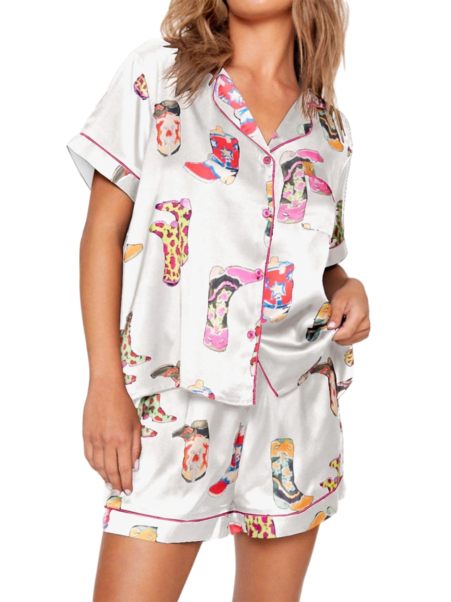 Sunwanar Womens Rabbit Monkey Print 2 Piece Pajamas Y2k Preppy Short ...