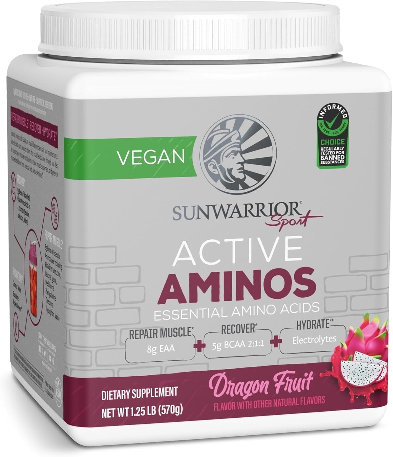 Sunwarrior Active Aminos Dragon Fruit Vegan EAA Muscle Repair Powder 570g - Walmart.com