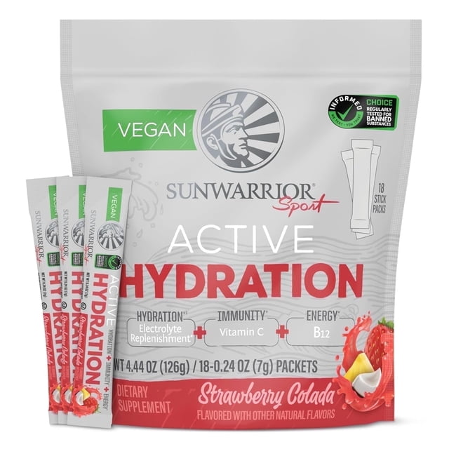 Sunwarrior Active Hydration Strawberry Colada Electrolyte Powder 18 ...