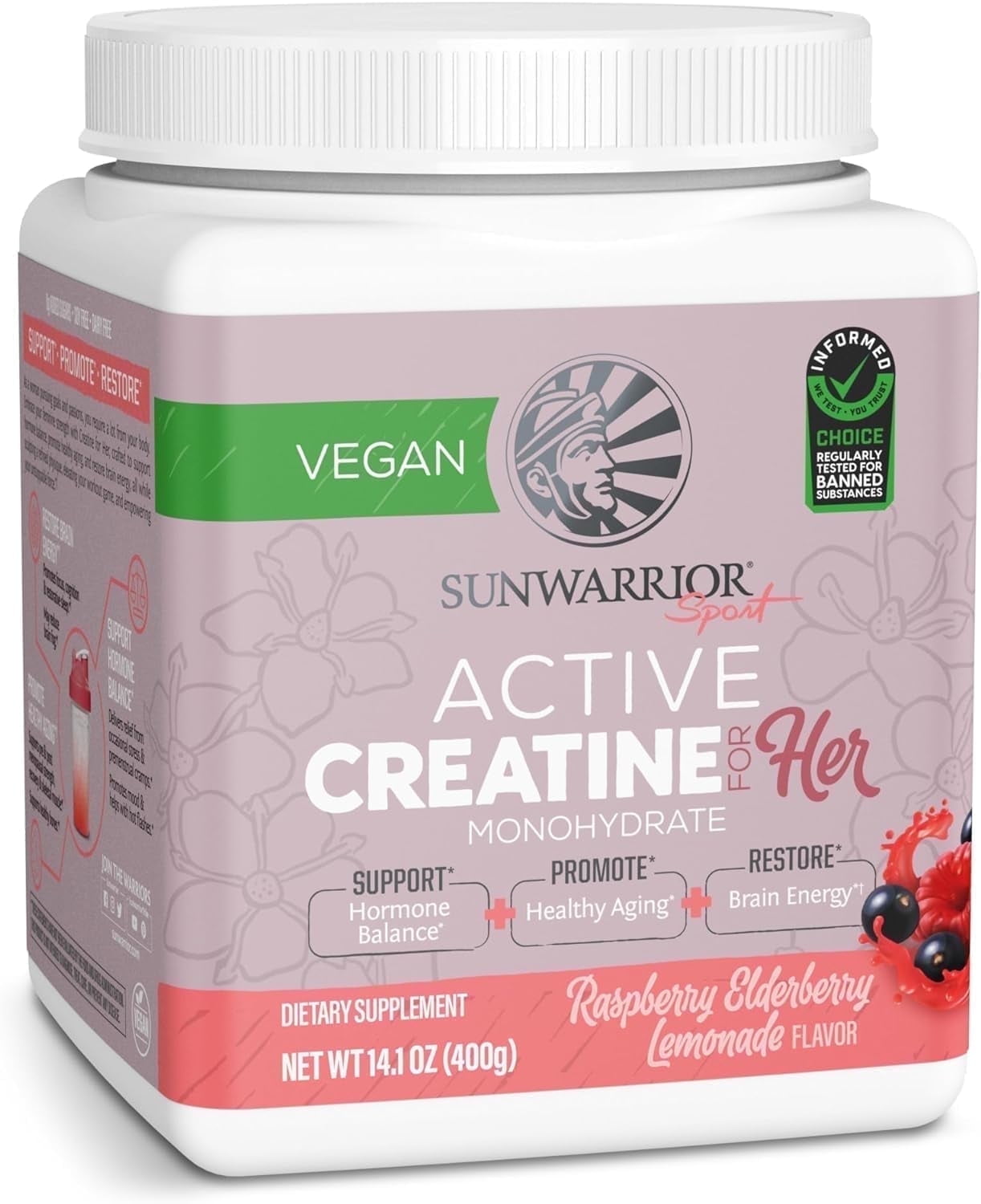 Sunwarrior Organic Creatine Powder, Raspberry Flavor, Vegan, 300g, Menopause Support - Walmart.com