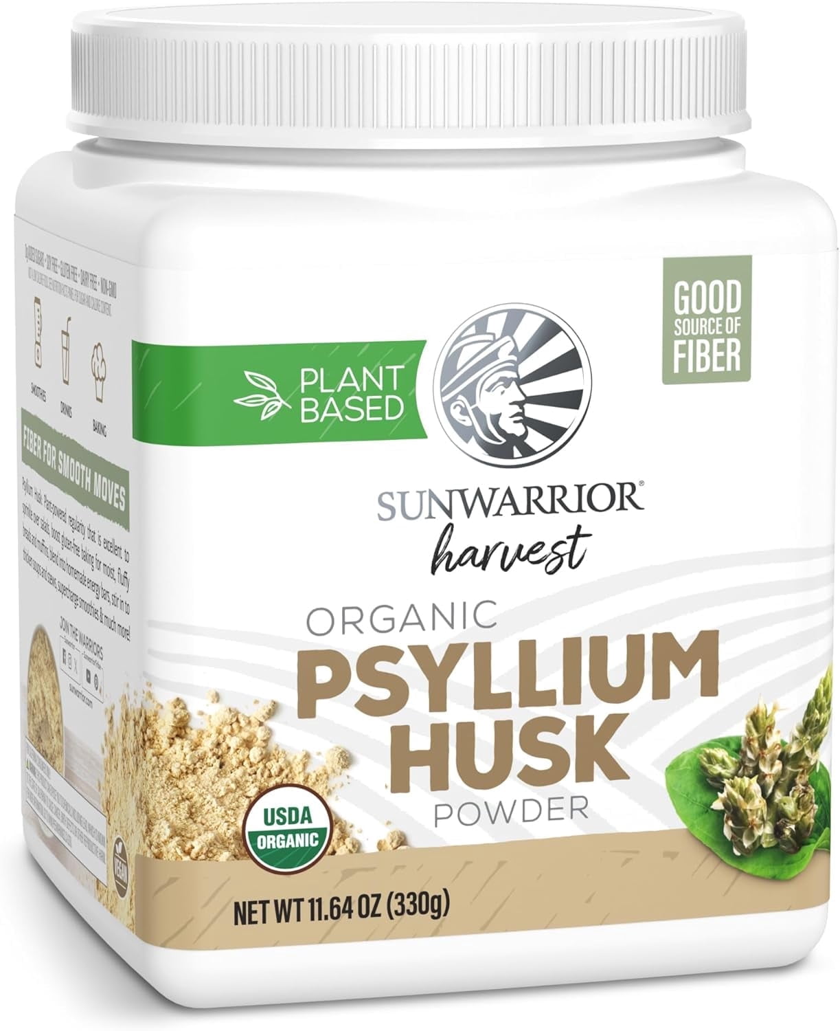 Sunwarrior Harvest Organic Psyllium Husk Powder, Fiber Supplement for ...