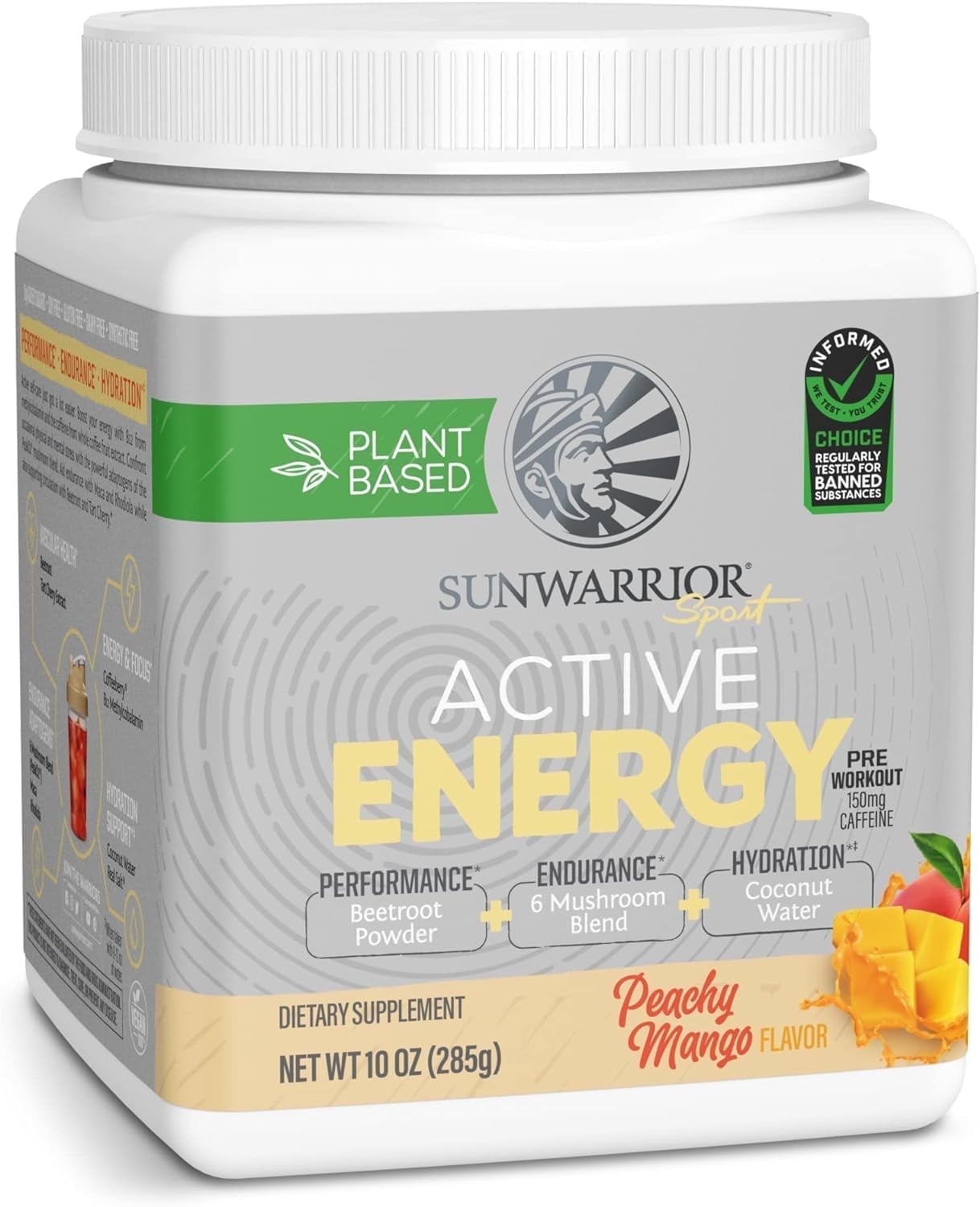 Sunwarrior Active Pre-Workout Powder for Men & Women, Peach Mango, 315g (30 Servings) - Walmart.com