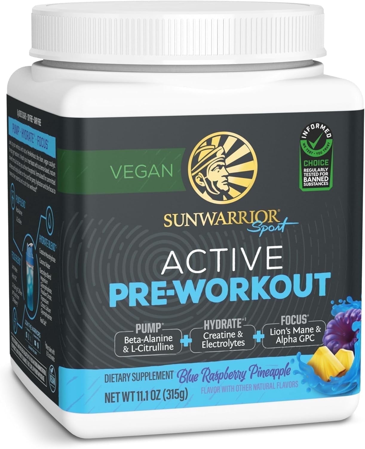 Sunwarrior Active Pre-Workout Powder for Men & Women, Raspberry ...