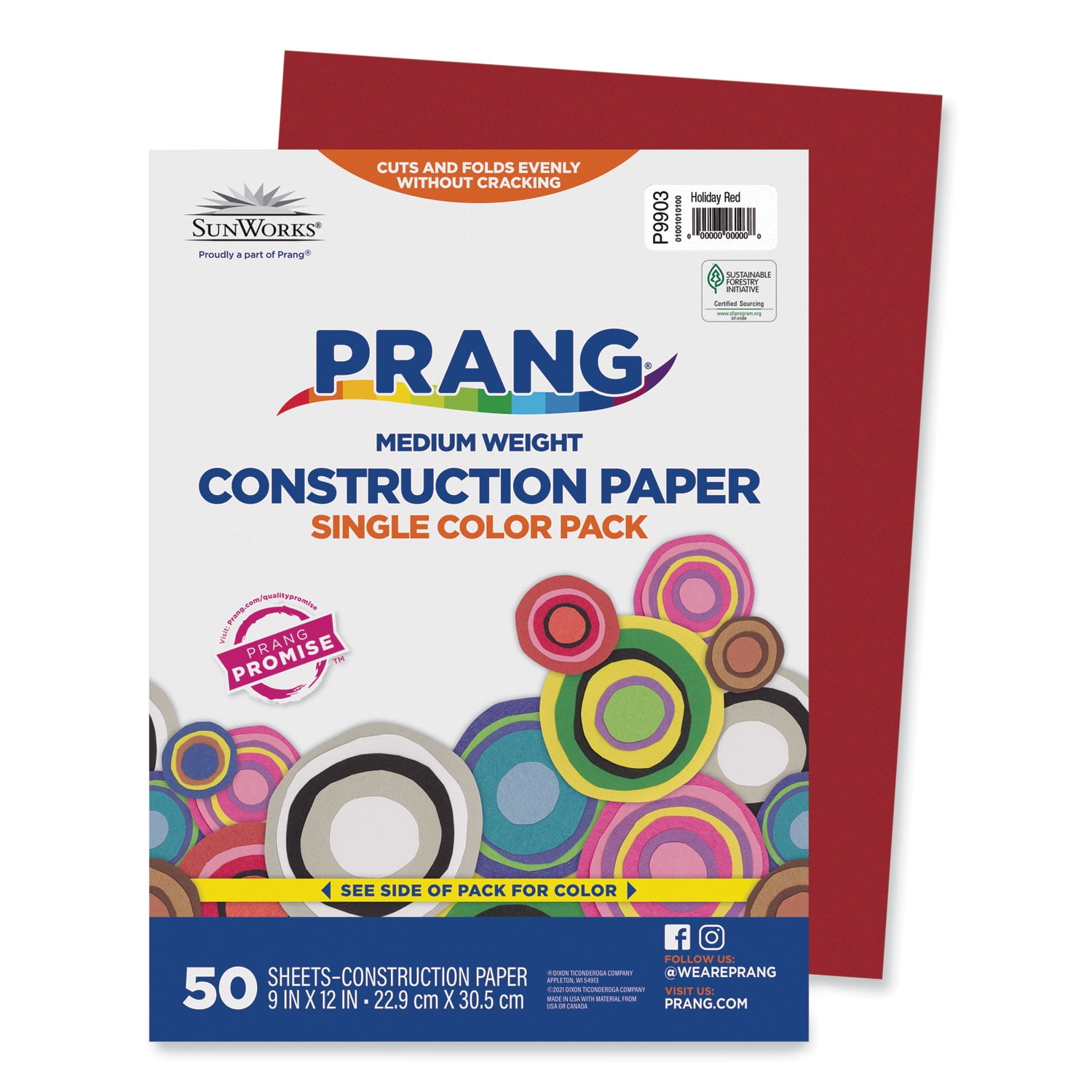Sunworks 9X12 Holiday Red 50Ct Construction Paper - Walmart.com