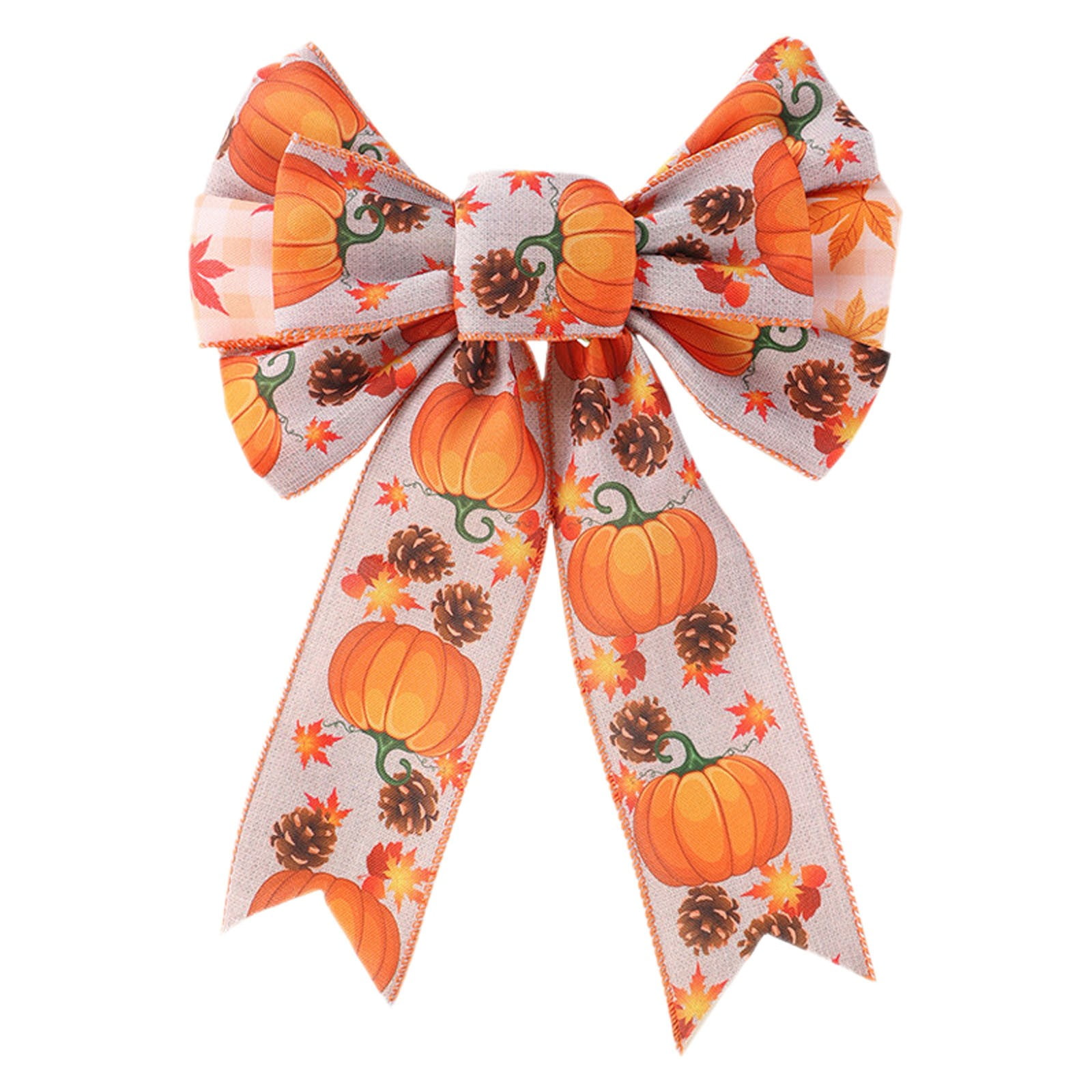 Sunxin One 30CM Pumpkin Maple Leaf Webbing Bow Autumn Thanksgiving Bow ...