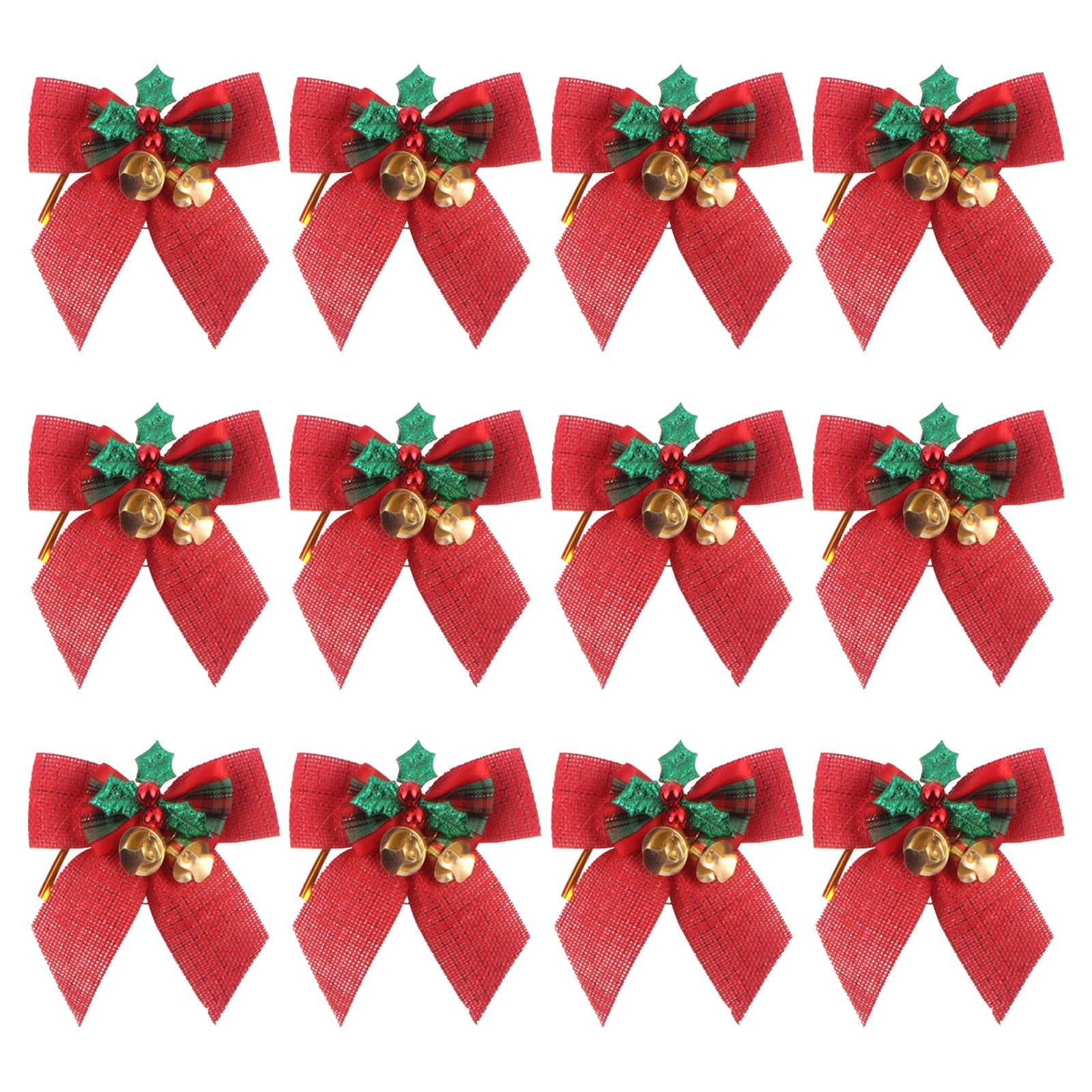 Sunxin Twelve Christmas Bows with Bells, 12 Pack Christmas Red Green ...