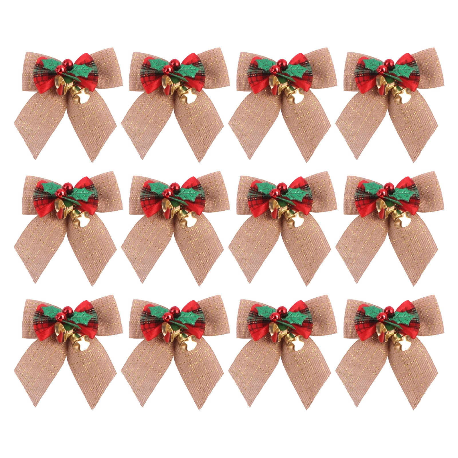 Sunxin Twelve Christmas Bows with Bells, 12 Pack Christmas Red Green ...