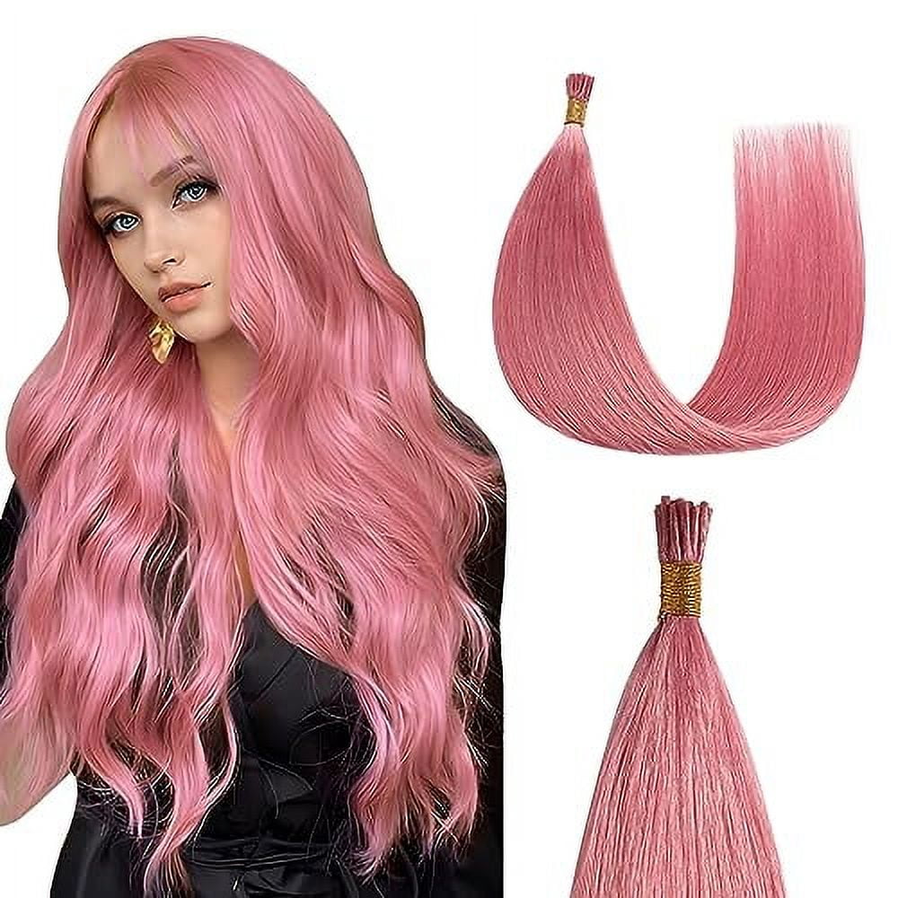 Sunya I Tip Hair Extensions Human Hair Hot Pink 18 Inch I Tip Hair ...
