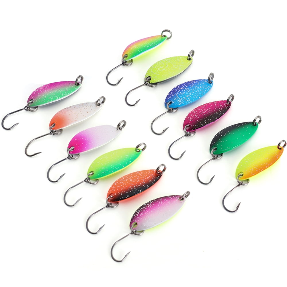 SunyaMood 12Pcs Artificial Trout Spinner Lure with Single Hook Spinner ...
