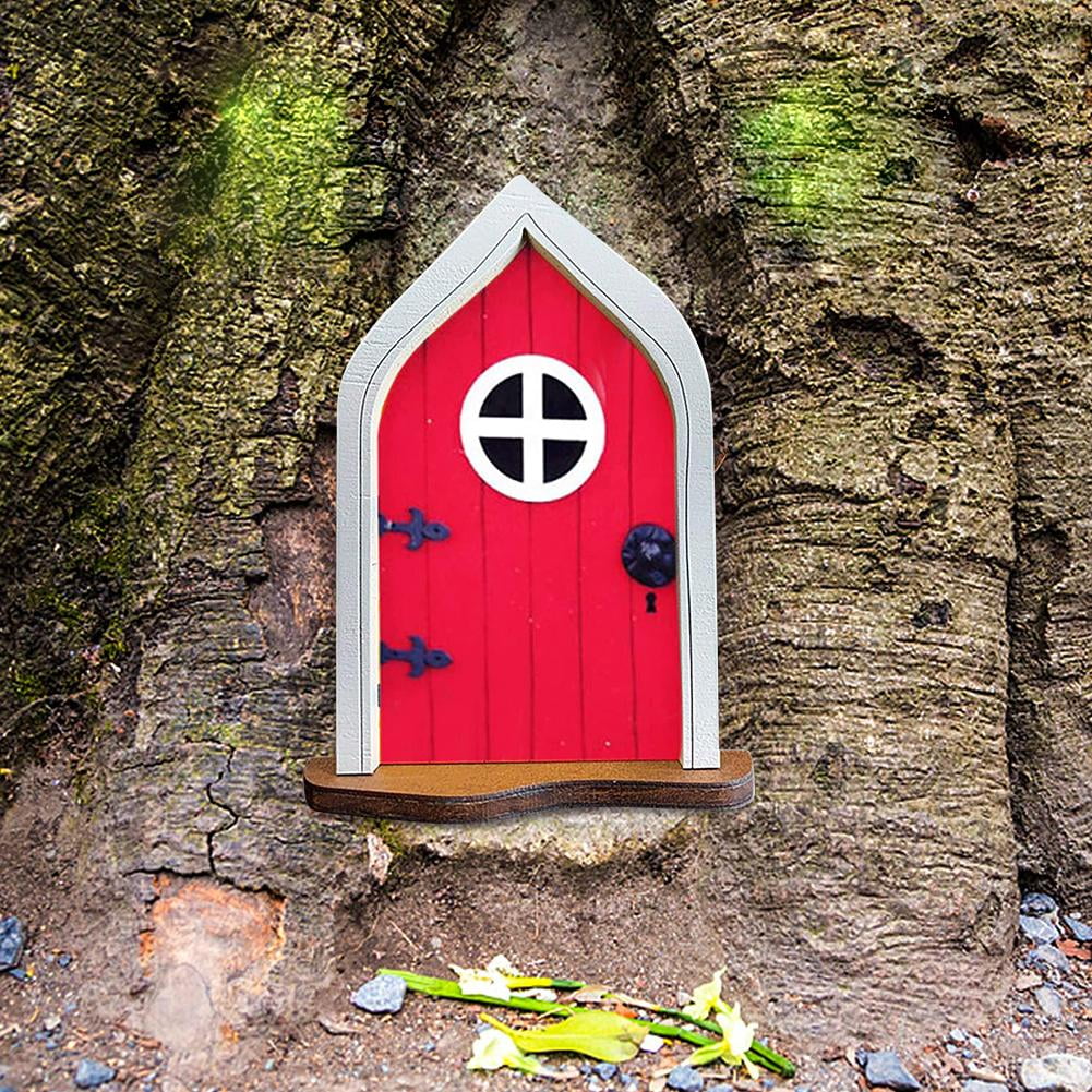 SunyaMood Dwarf WindowWooden Miniature Fairy Dwarf Window Door Tree ...