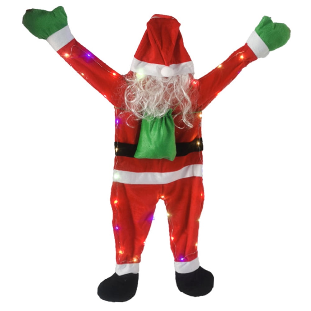 SunyaMood Fluffy Hanging Climbing Santa Claus Suit Plush Window Door ...