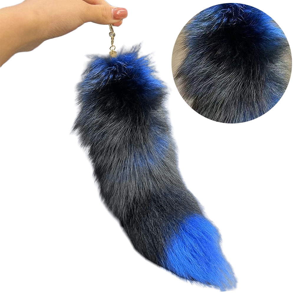 SunyaMood Huge Fluffy Faux Fur Fox Tail Keychain Therian Tail Fox Tail ...