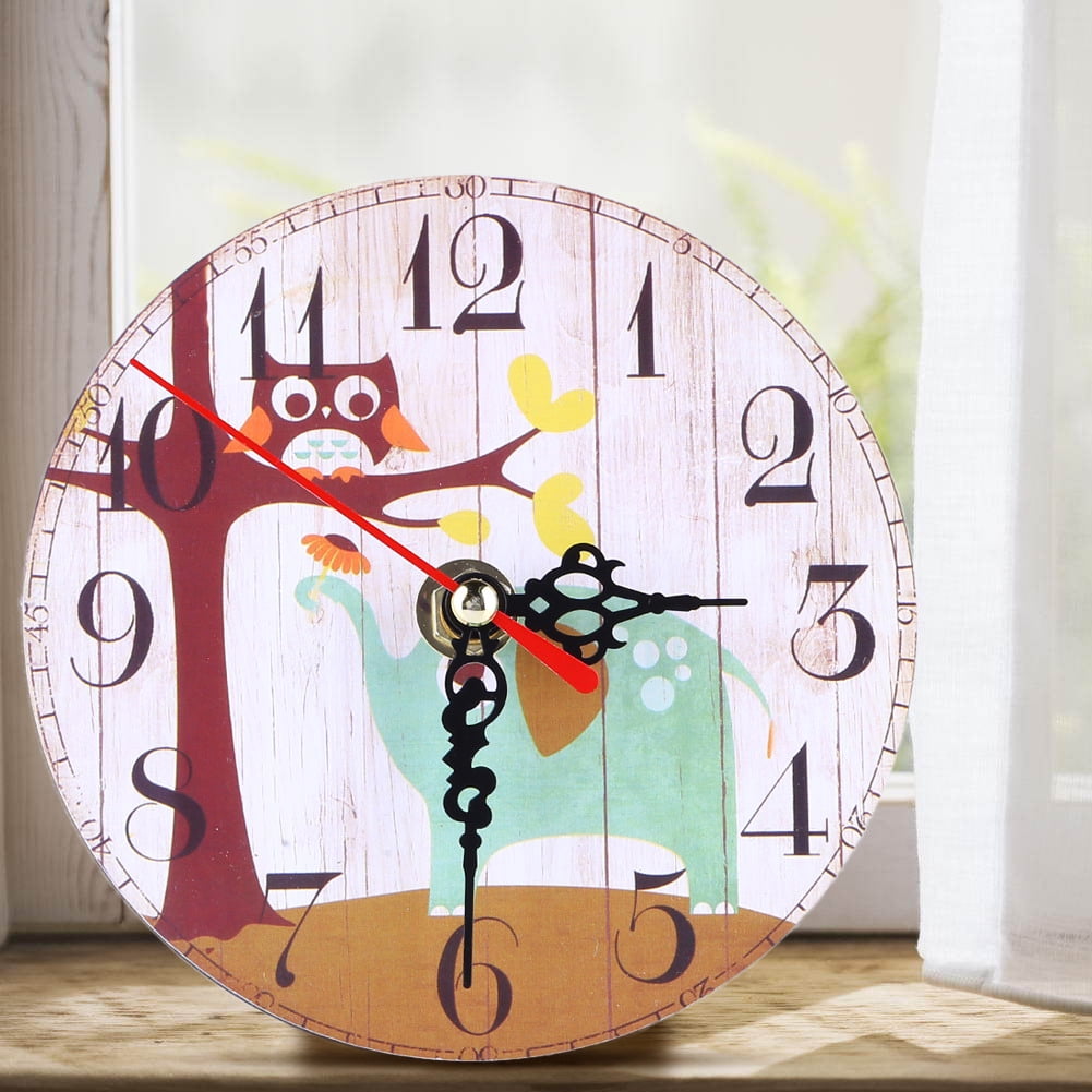 SunyaMood Wall Clocks Circular Clock Ornament Upright Wooden Vintage ...