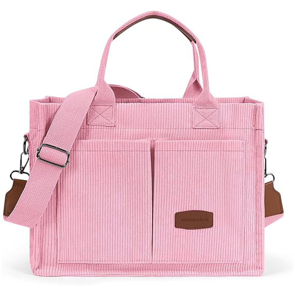 SunyaMood Women Corduroy Multi Pocket Tote Bag Casual Hobo Handbag with ...