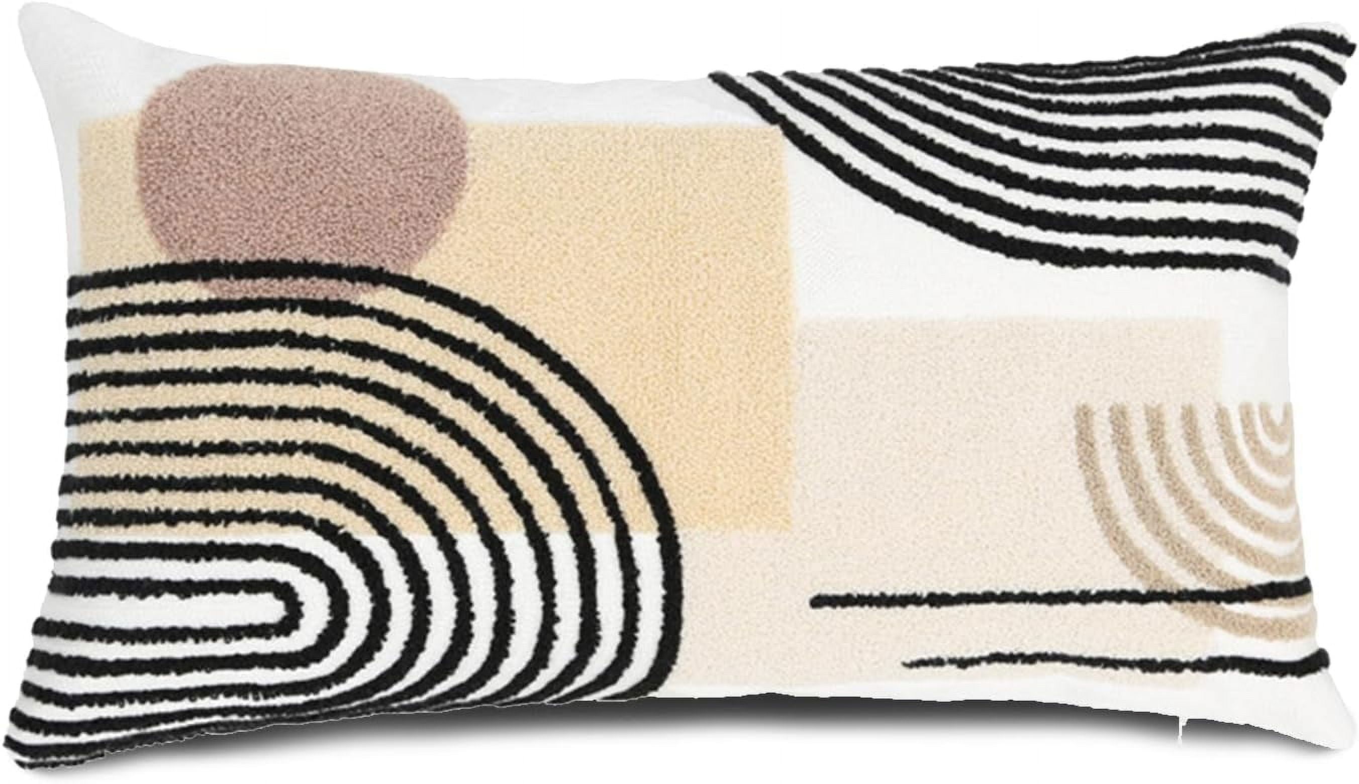 Sunycler Boho Pillow Covers, Soft Mid Century Geometric Floral Leaf ...