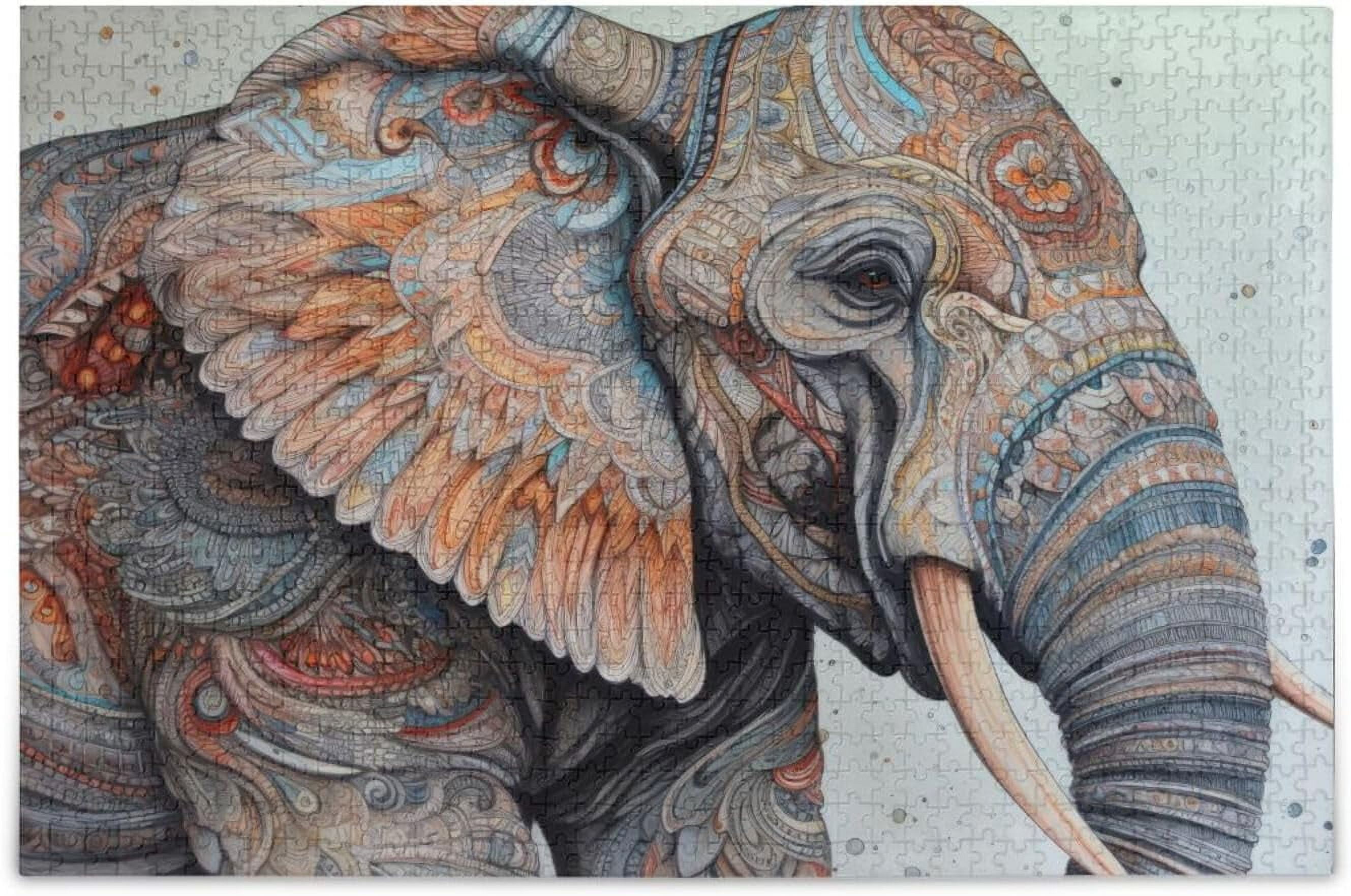 Sunyuer 1000 Piece Wooden Jigsaw Puzzles, Totem Elephant Pieces Jigsaw ...