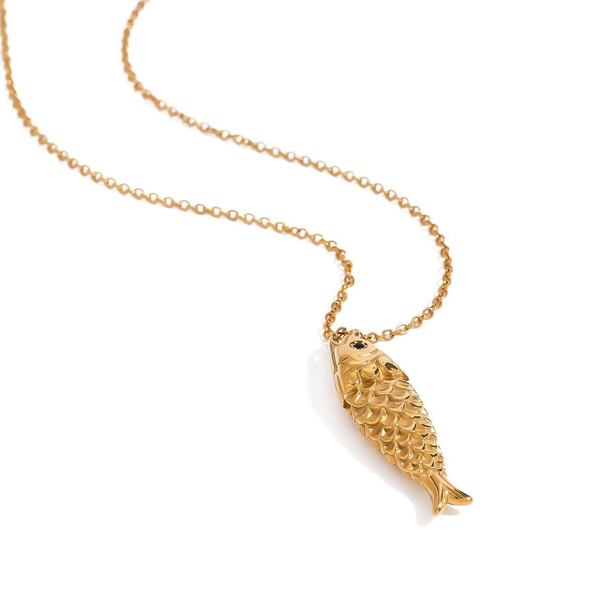 Sunyuer 18K Gold-Plated Stainless Steel Golden Fish Pendant Necklace ...