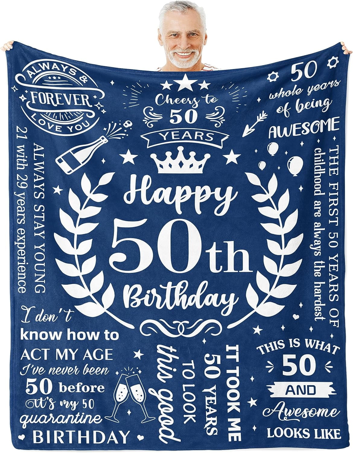 Sunyuer 50th Birthday Gifts for Men, 50th Birthday Gifts Blanket 60"x ...