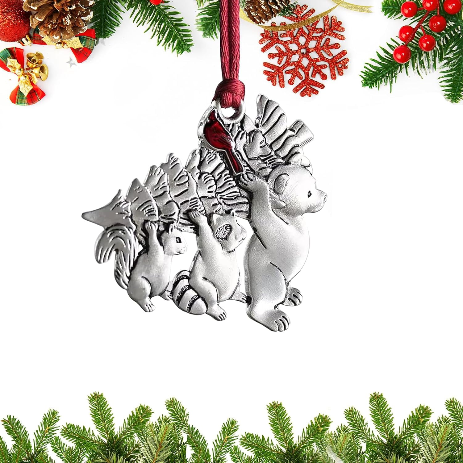 Sunyuer Christmas Ornaments, 2024 Solid Pewter Christmas Tree Ornament ...