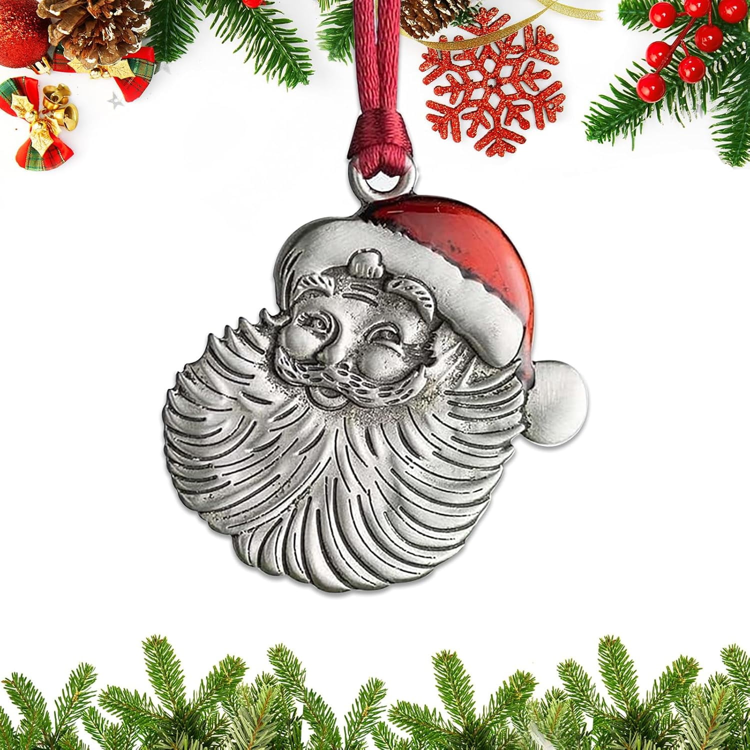 Sunyuer Christmas Ornaments, 2024 Solid Pewter Christmas Tree Ornament ...
