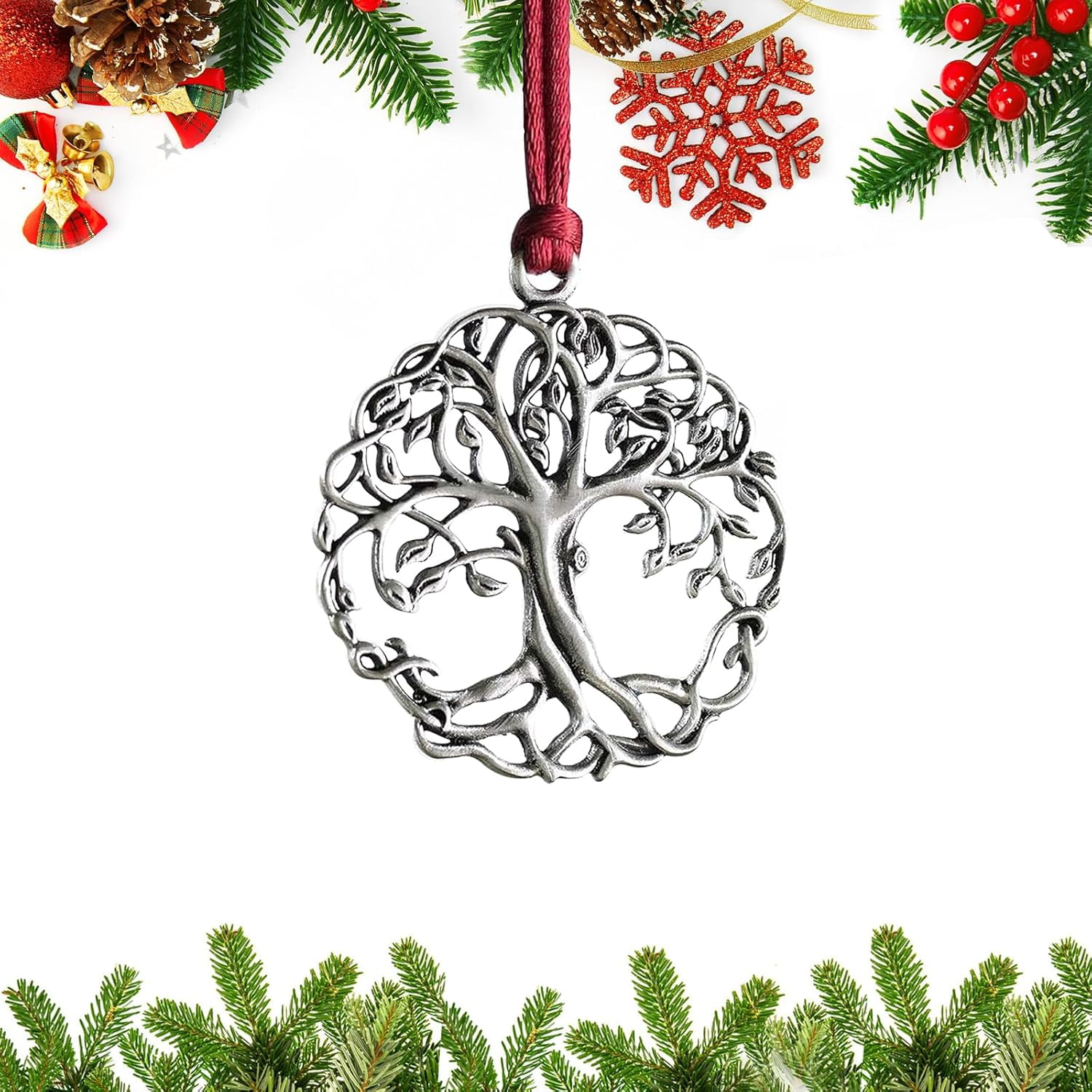 Sunyuer Christmas Ornaments, 2024 Solid Pewter Christmas Tree Ornament ...