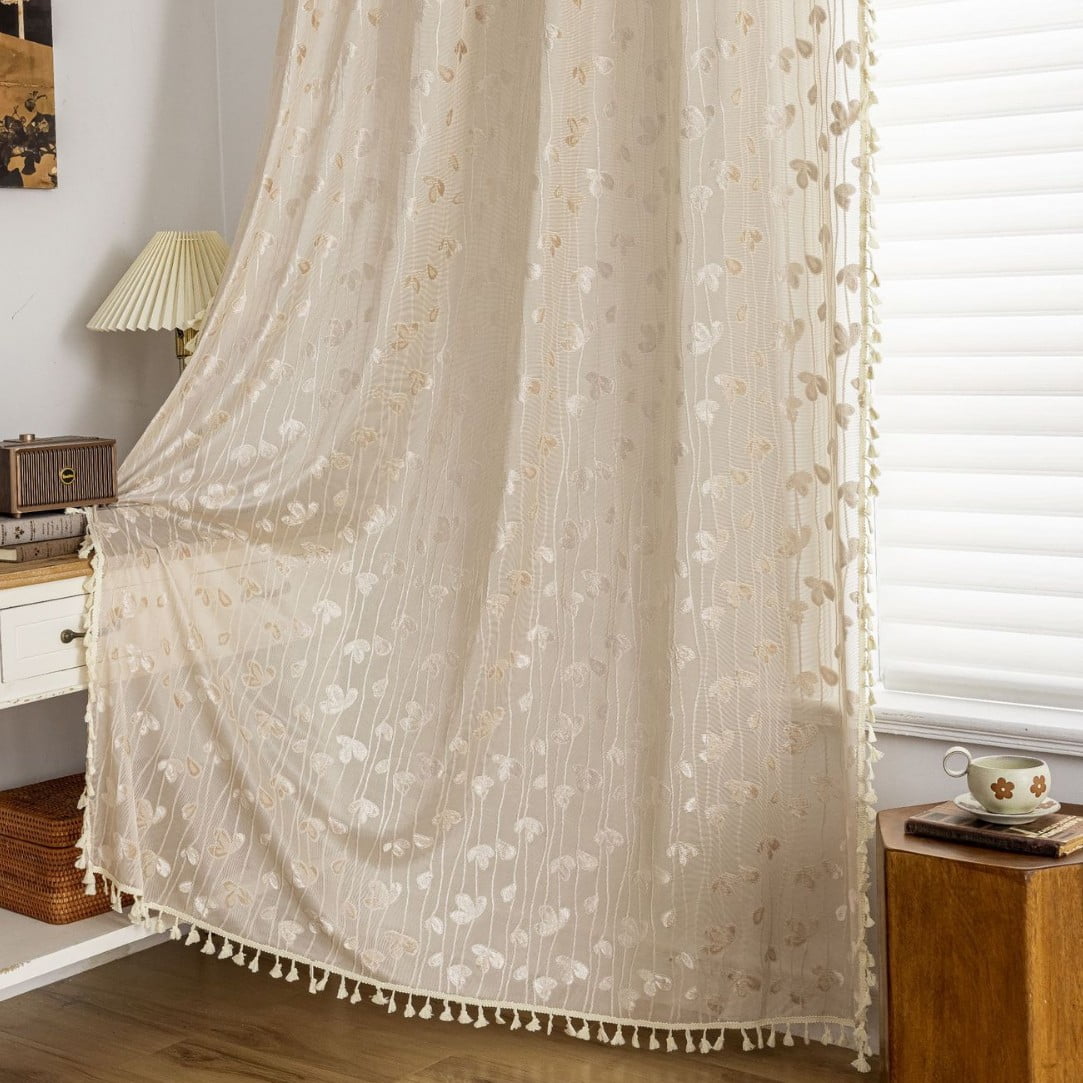 Sunyuer Curtains for Living Room - Jacquard Floral Texture Curtains ...