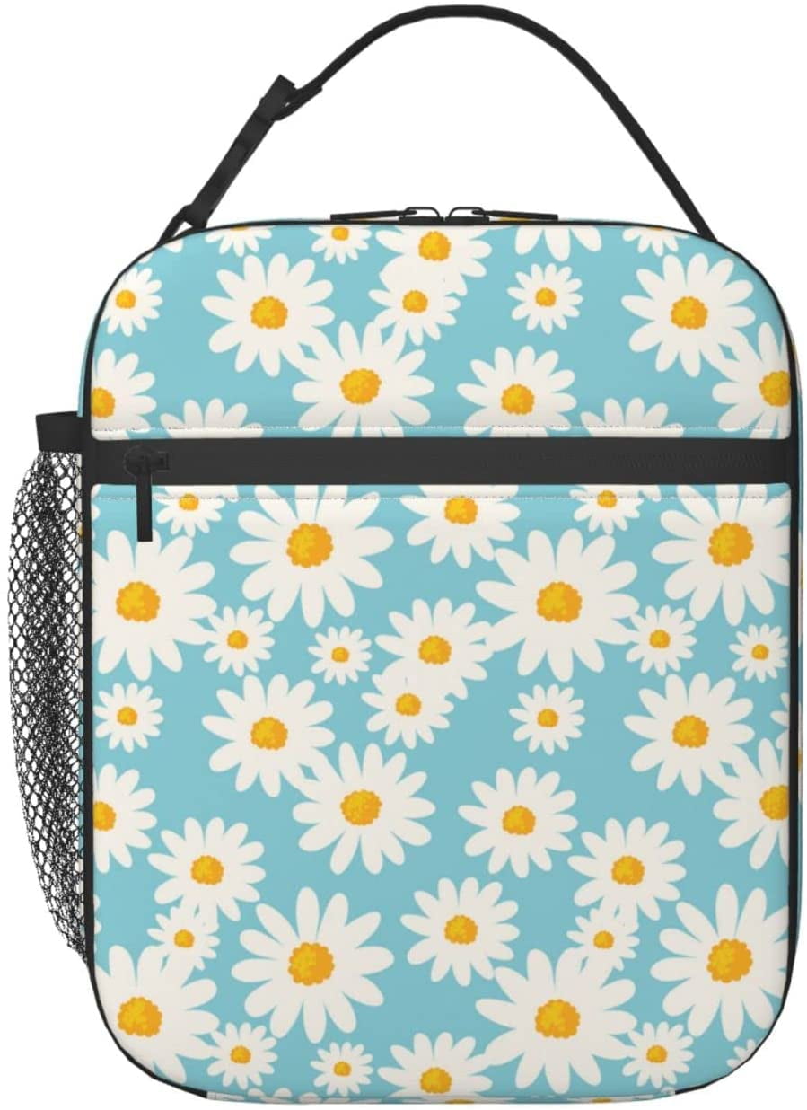 Sunyuer Daisy Pattern Portable Lunch Bag Insulated Lunch Box Reusable ...
