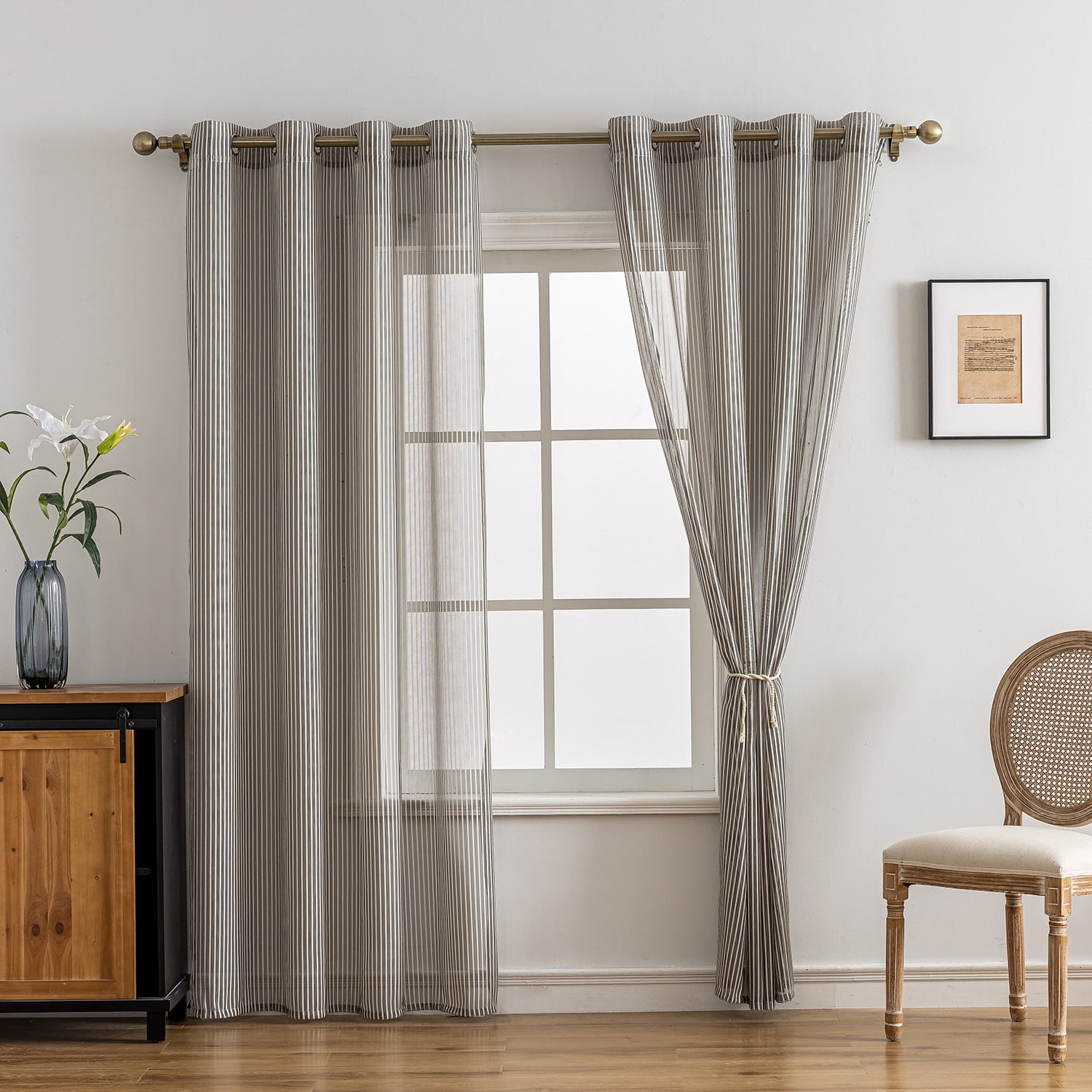 Sunyuer European Sheer Curtains Transparents Voile Jacquard Stripe ...