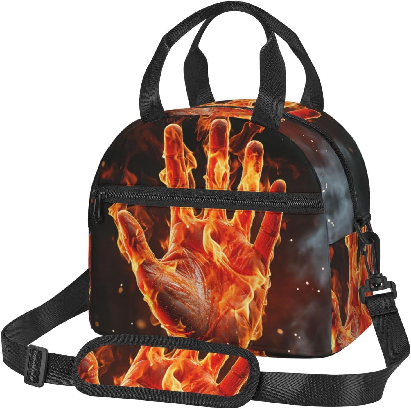 Sunyuer Fire Flame Hand Lunch Bag, Reusable Insulated Container With ...