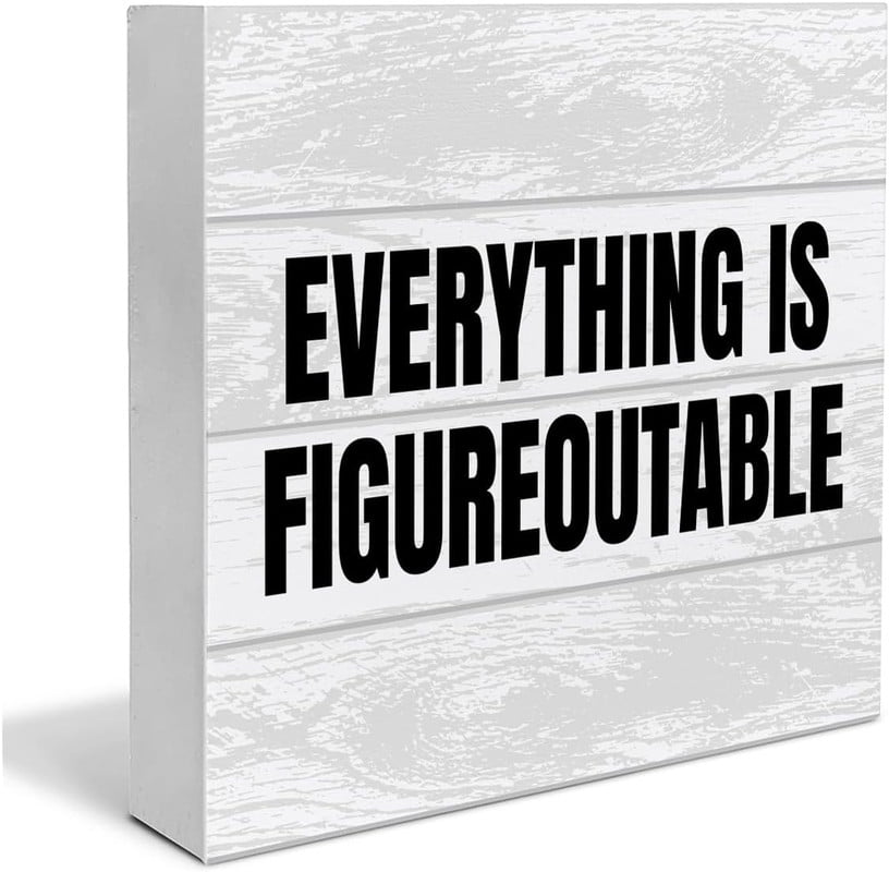 Sunyuer Inspirational Quote Wooden Box Sign, Everything Is ...